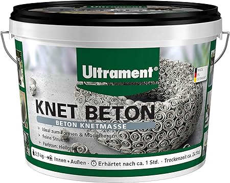 Ultrament Knet-Beton 2,5 kg, Kreativbeton, Beton Knetmasse, Ideal zum ...