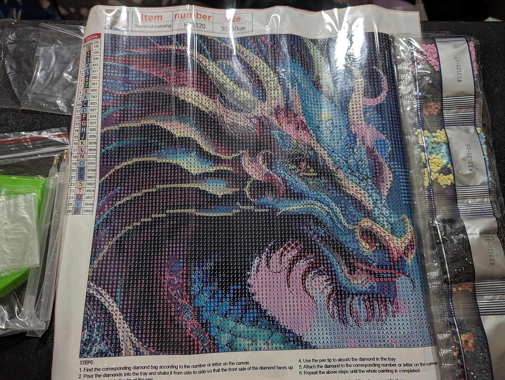 QENSPE 5D Diamond Painting Kits, Colourful Dragon Diamond Art for ...