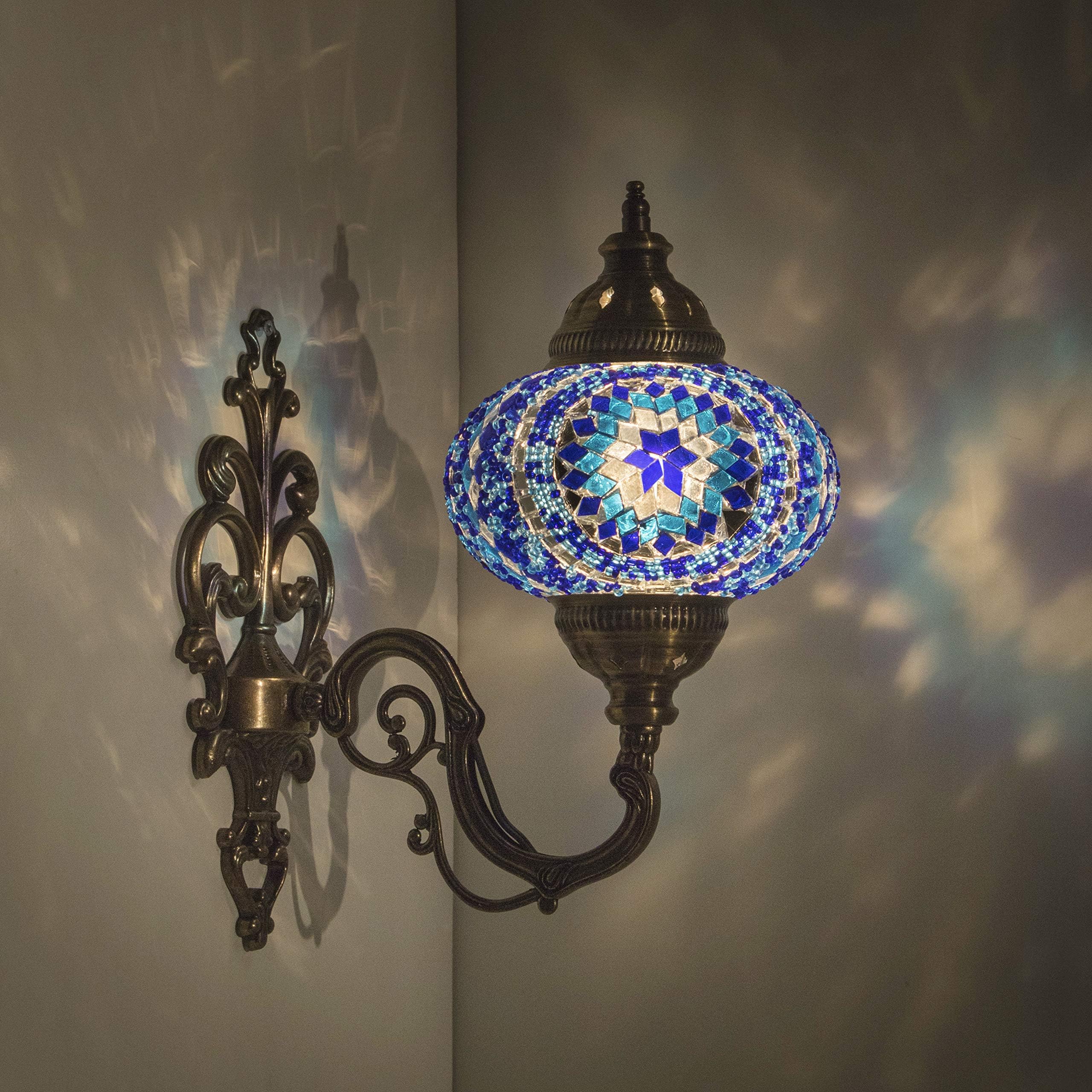 Handmade Wall Lamp Mosaic Shade, 2019 Stunning 16.5" Height - 7" Globe ...
