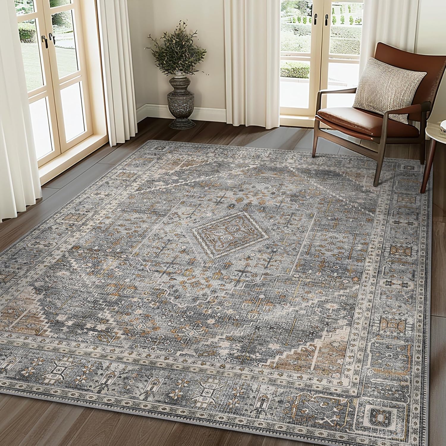 Amazon.com: GENIMO 8x10 Area Rug for Living Room, Non Slip Machine ...