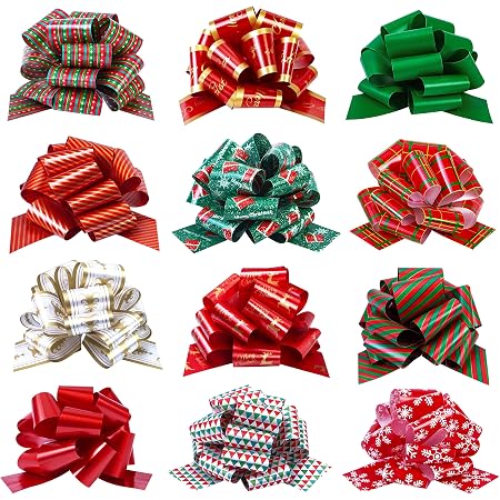 Amazon.com: 24 Pack 3 Inch Christmas Bows for Gift Wrapping Ribbon Gift ...
