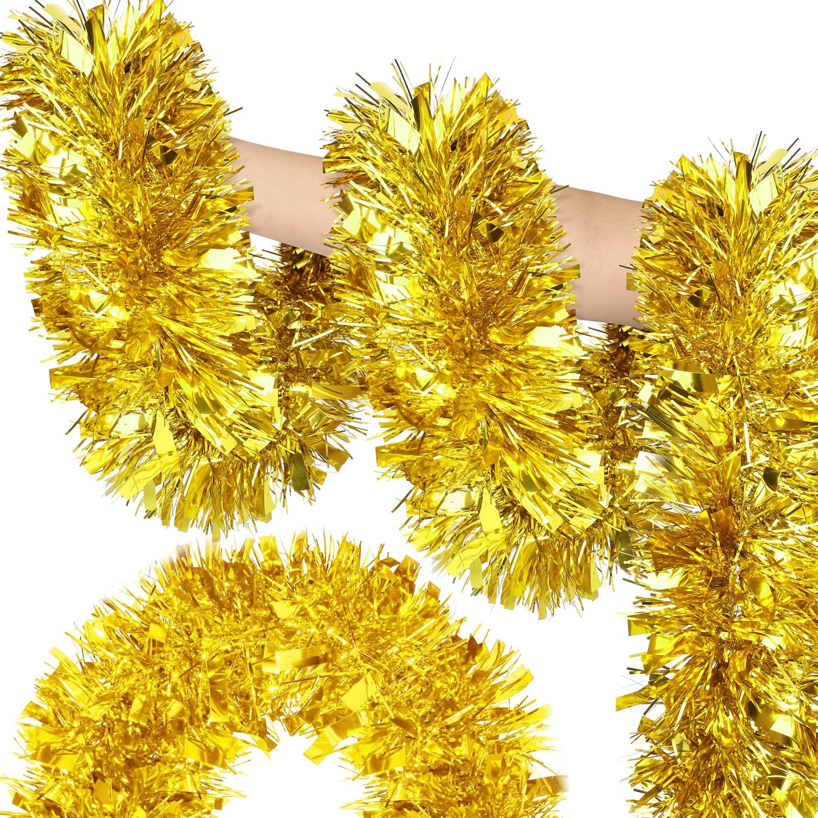 Amazon.com: FINGOOO Gold Garland Christmas Decorations,33Ft/10M Thick ...