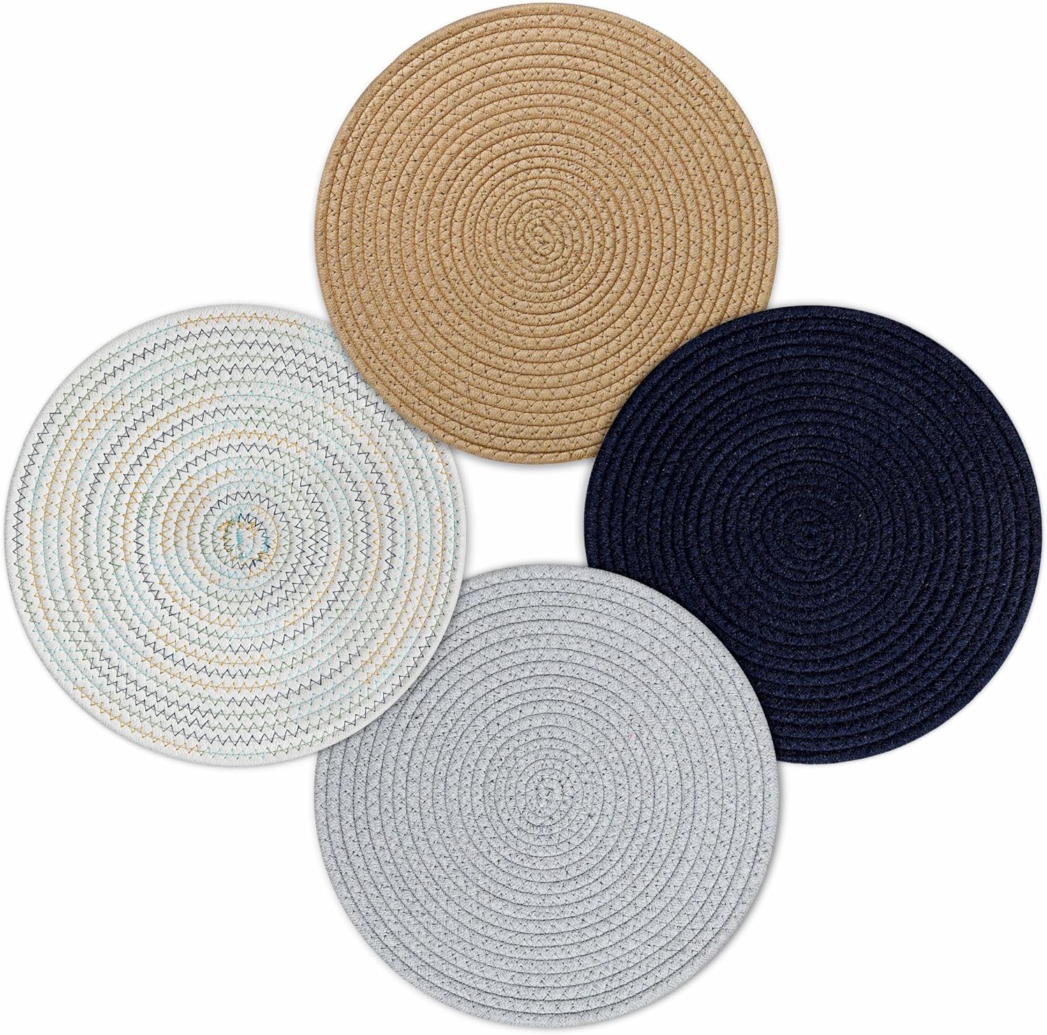 fanquare Placemats, Round Weave Braided Table Mats 30cm, Washable Heat ...