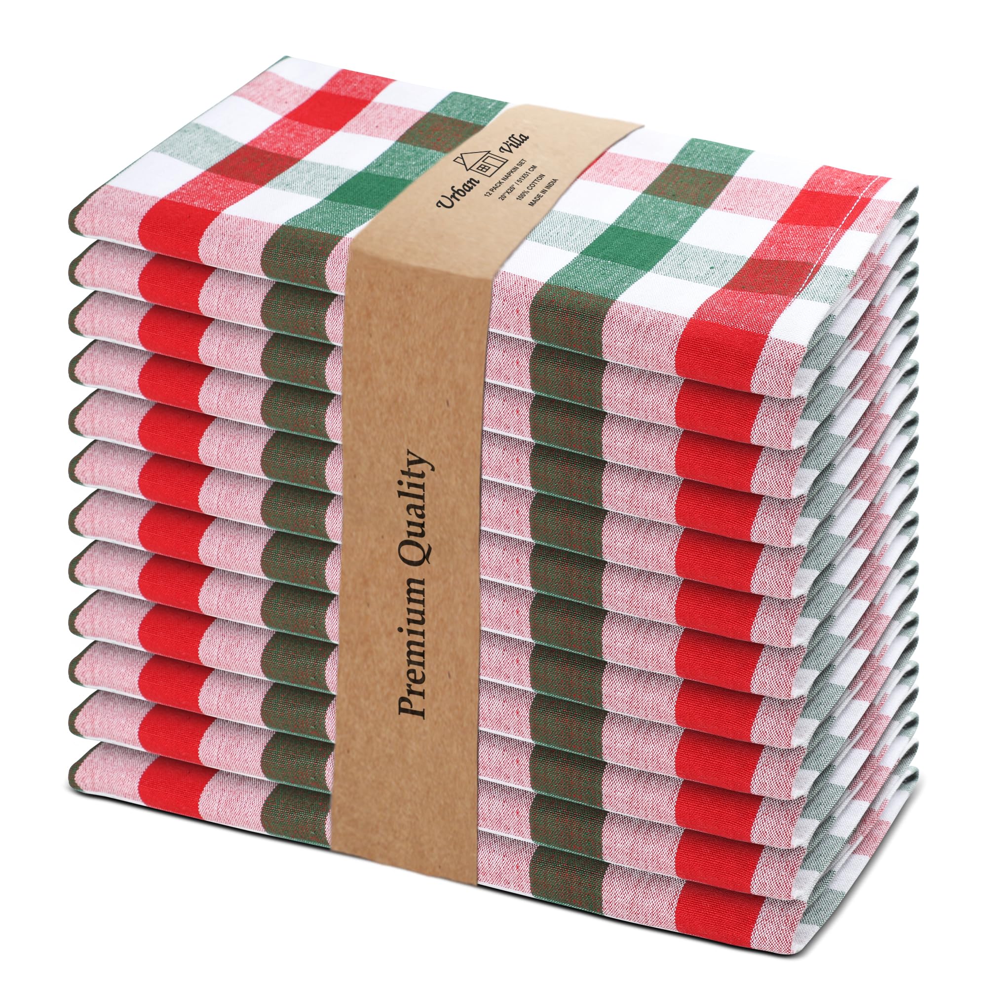 Amazon.com: Urban Villa Set of 12 Checkered Dinner Napkins Buffalo ...