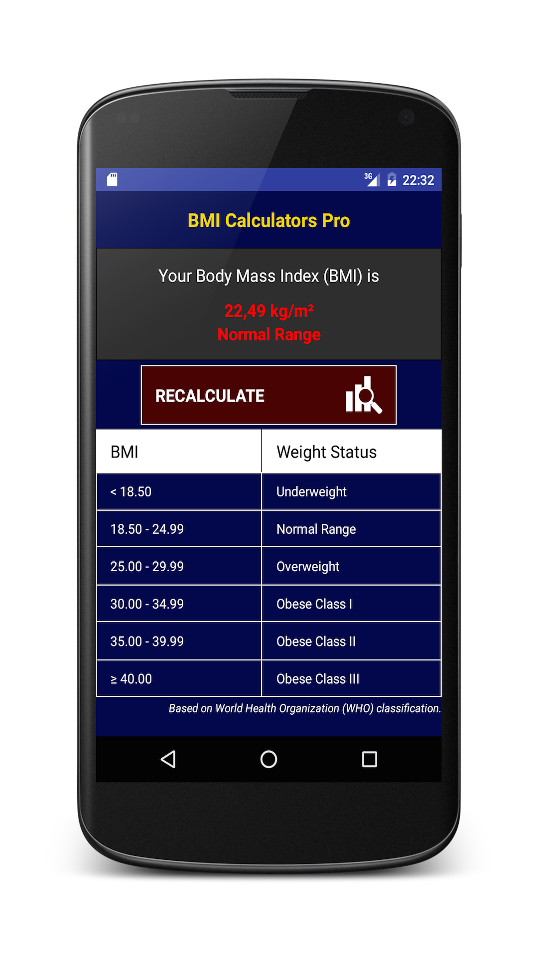 BMI Calculators Pro - App on Amazon Appstore