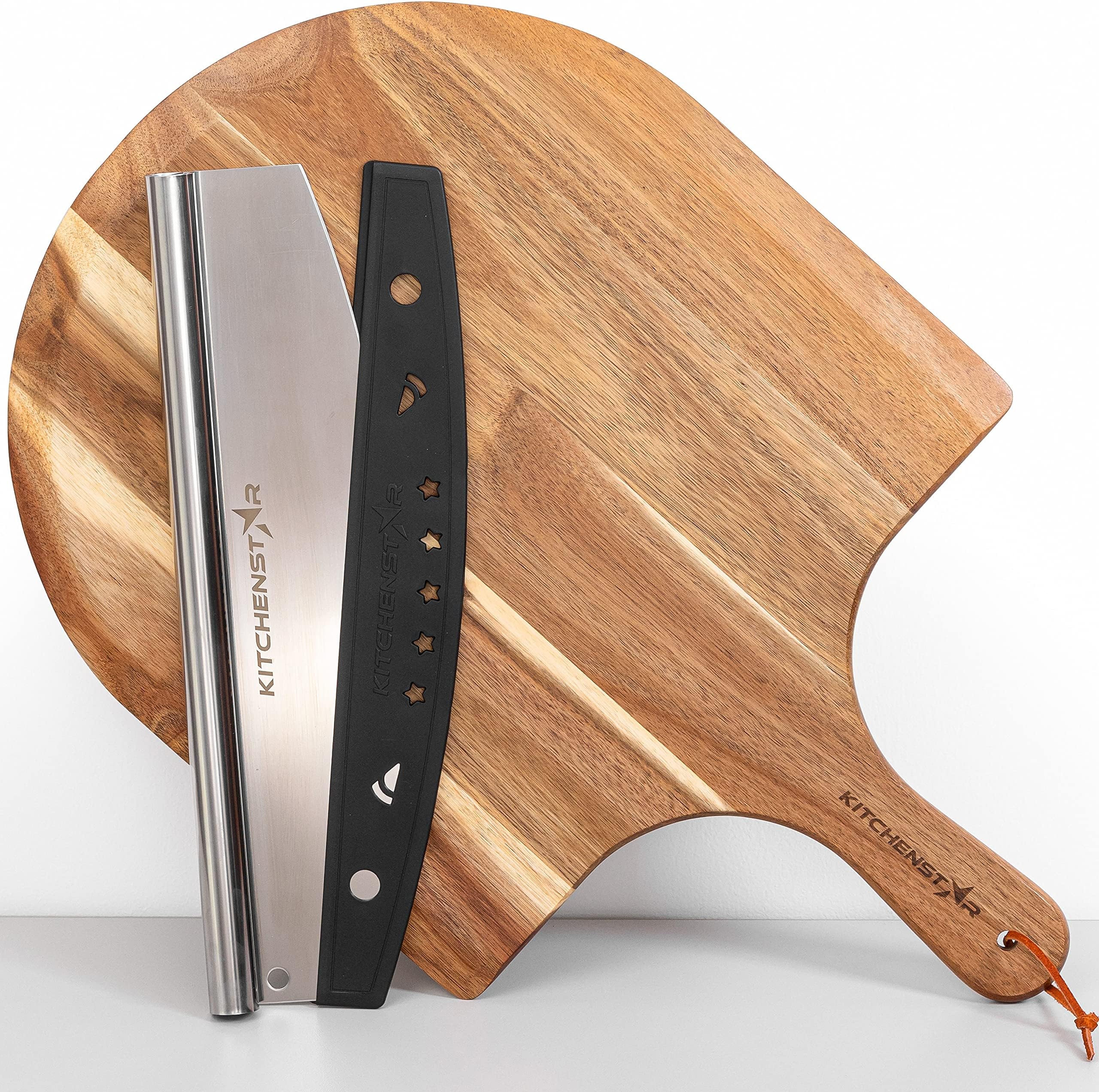 Amazon.com: KitchenStar Pizza Cutter Rocker 16 inch + Acacia Wood Pizza ...