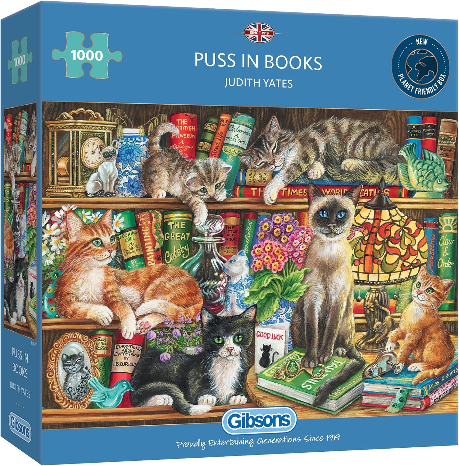 Amazon.com: Puss in Books 1000 Piece Jigsaw Puzzle | Multi-Puzzle ...