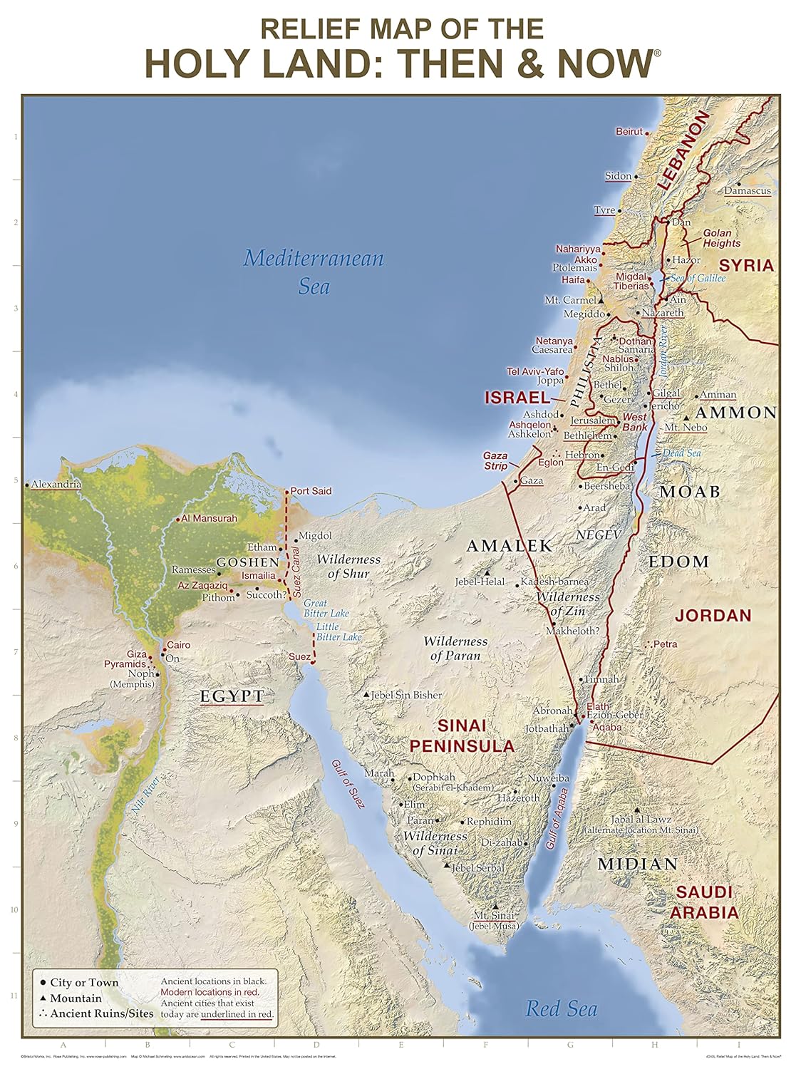 Amazon | Relief Map of the Holy Land: Then and Now Wall Chart | Rose ...