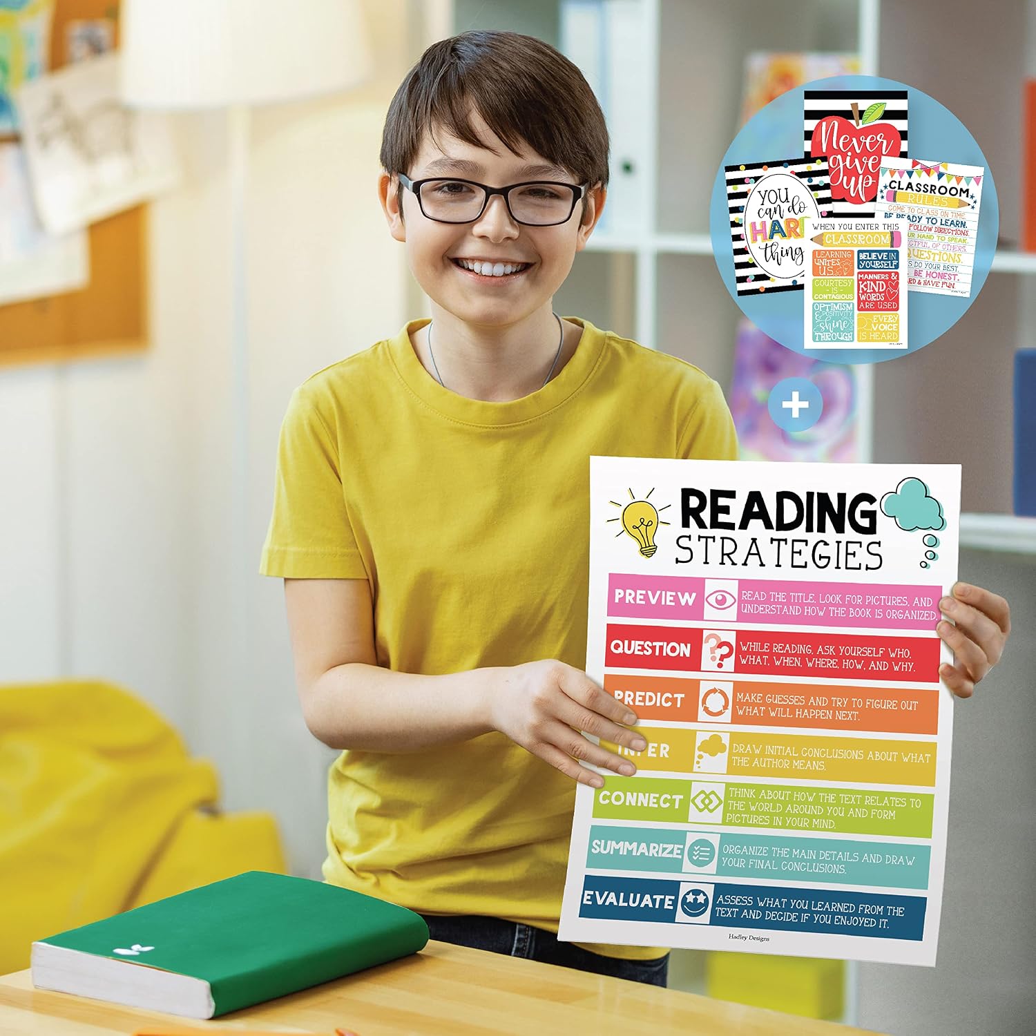 Amazon.com: Hadley Designs 6 Colorful Reading Posters For Library ...