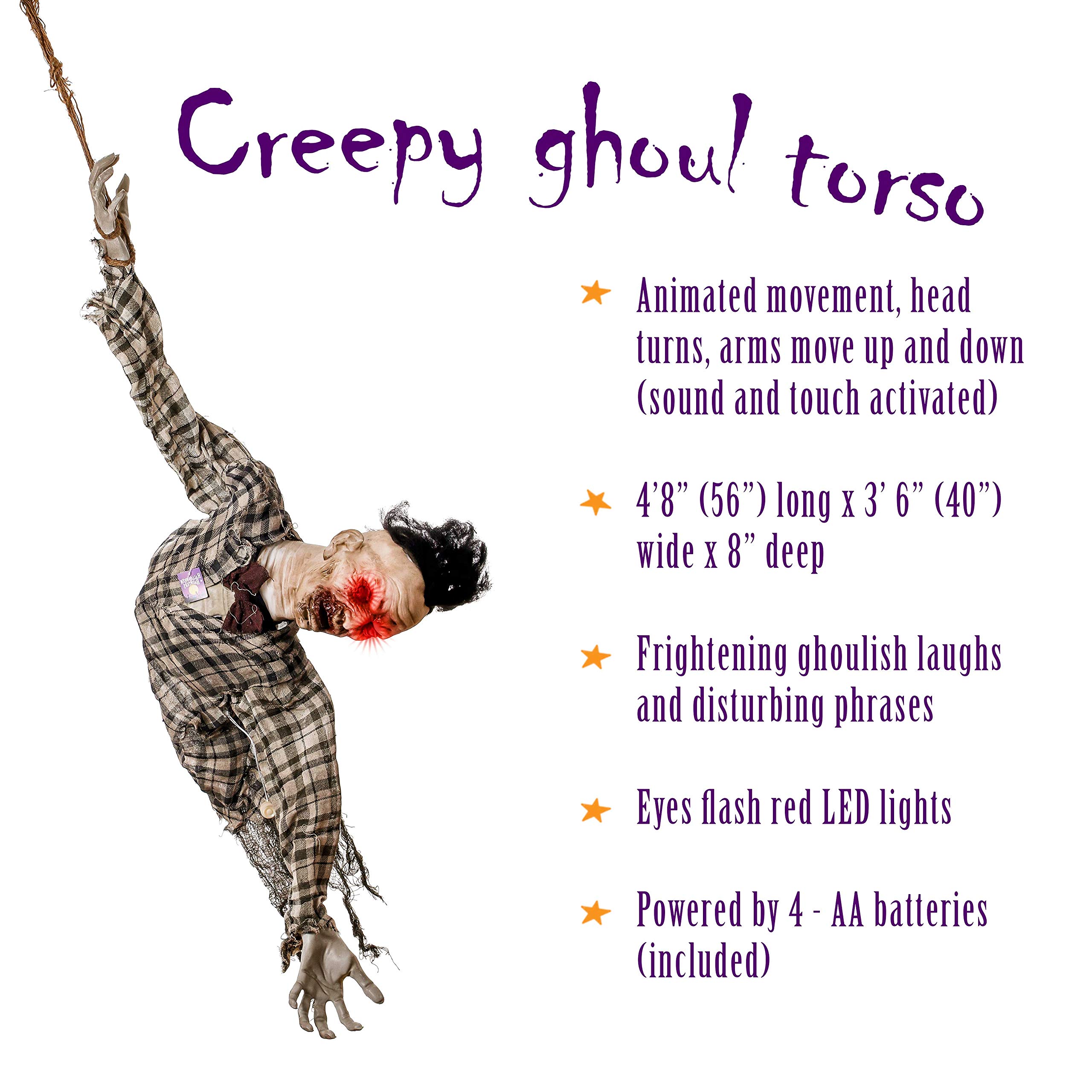 Buy HALLOWEEN HAUNTERS Animated 56" Hanging Zombie Ghoul Torso with ...