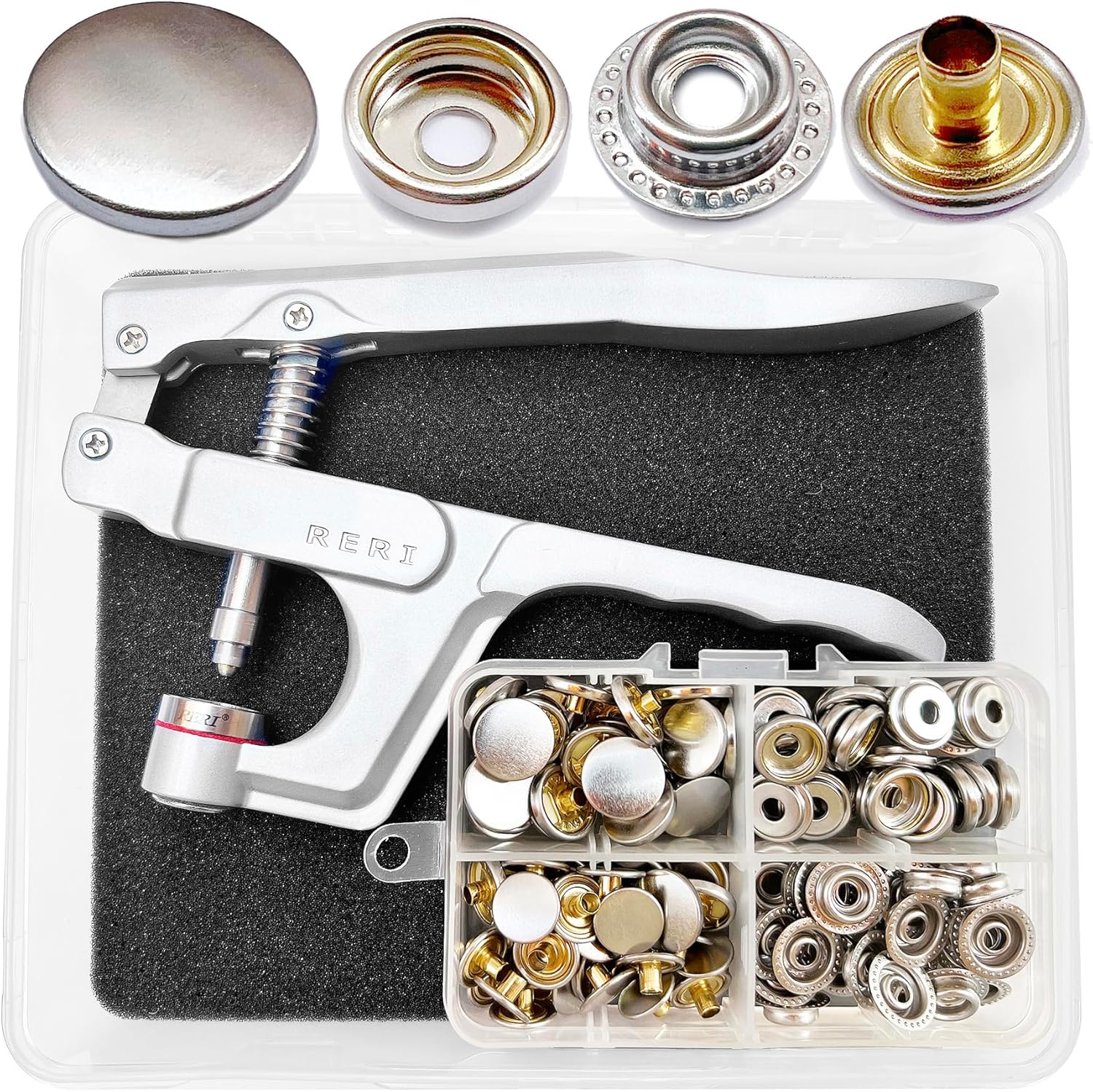 Amazon.com: Metal Snaps with Fastener Pliers, 15mm Silver Metal Button ...