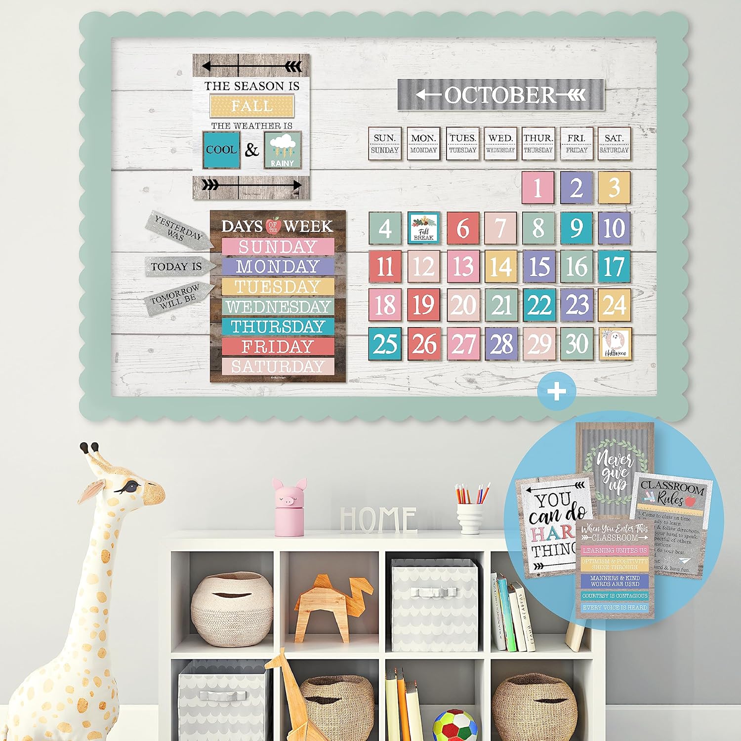 Amazon.com : Hadley Designs 1 Farmhouse Calendar Set Bulletin Board ...