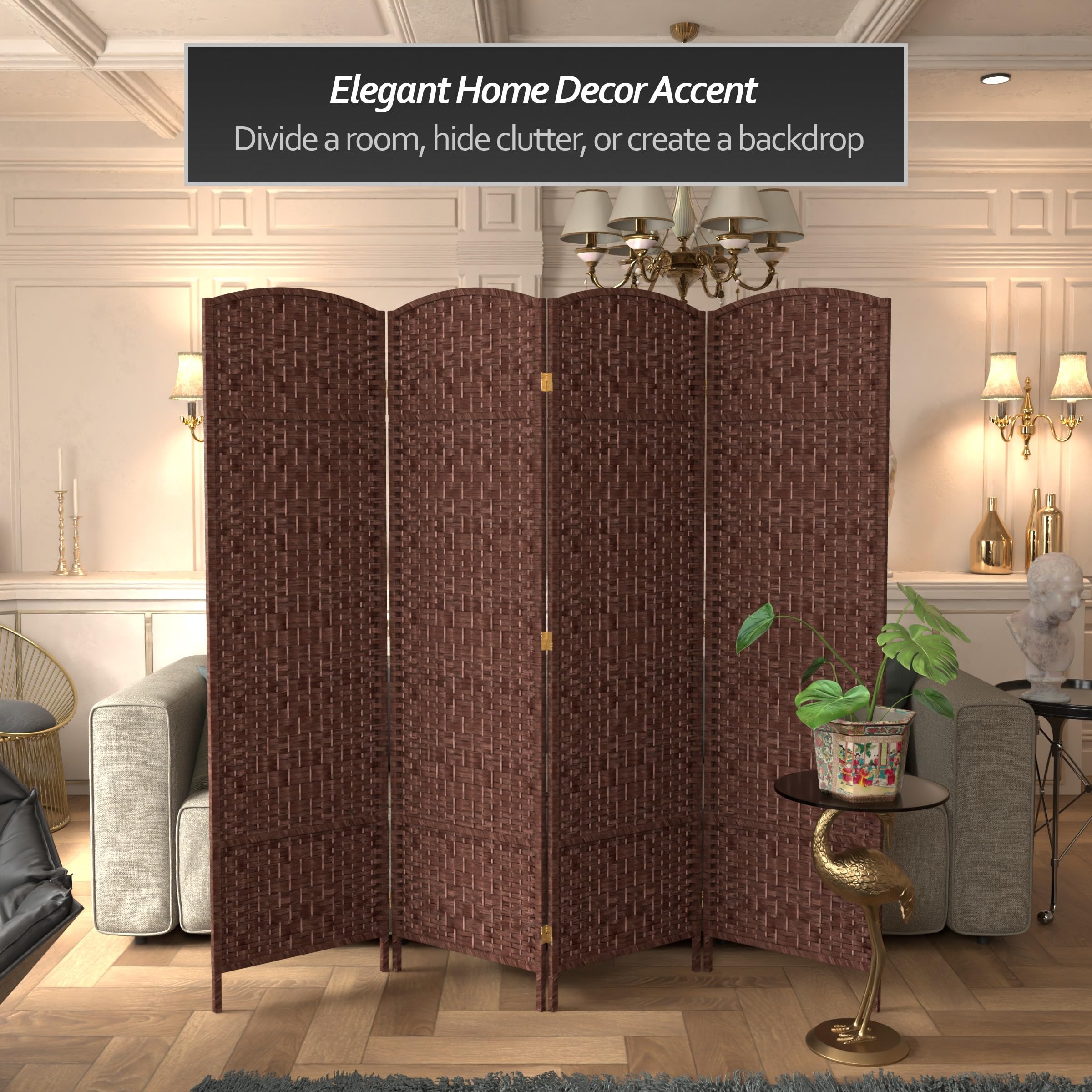 Snapklik.com : Red Lantern 6 Ft. Tall Diamond Weave Fiber Room Divider