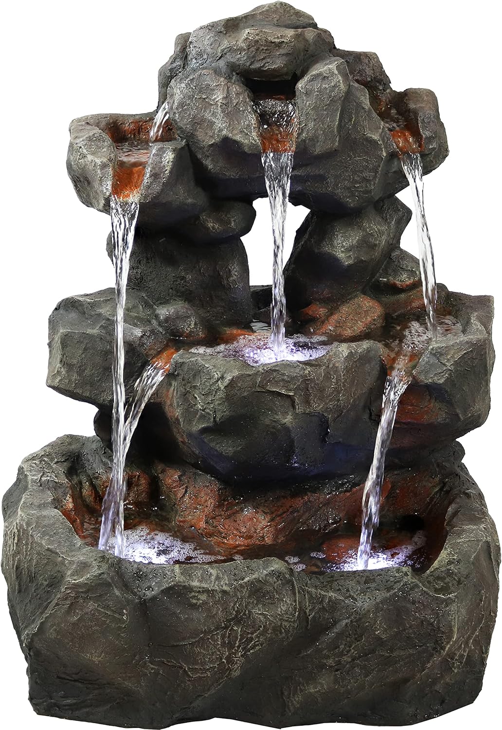 Amazon.com: Sunnydaze Layered Rock Waterfall 32-Inch Polyresin and ...