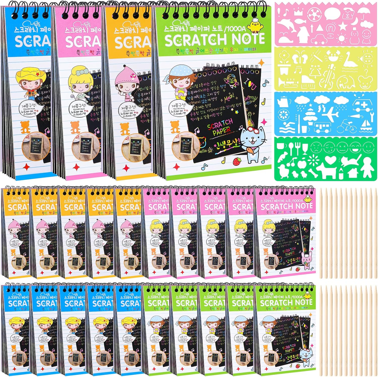 YSCare 24 Pack Scratch Arts and Crafts Notebooks, Rainbow Scratch Arts ...