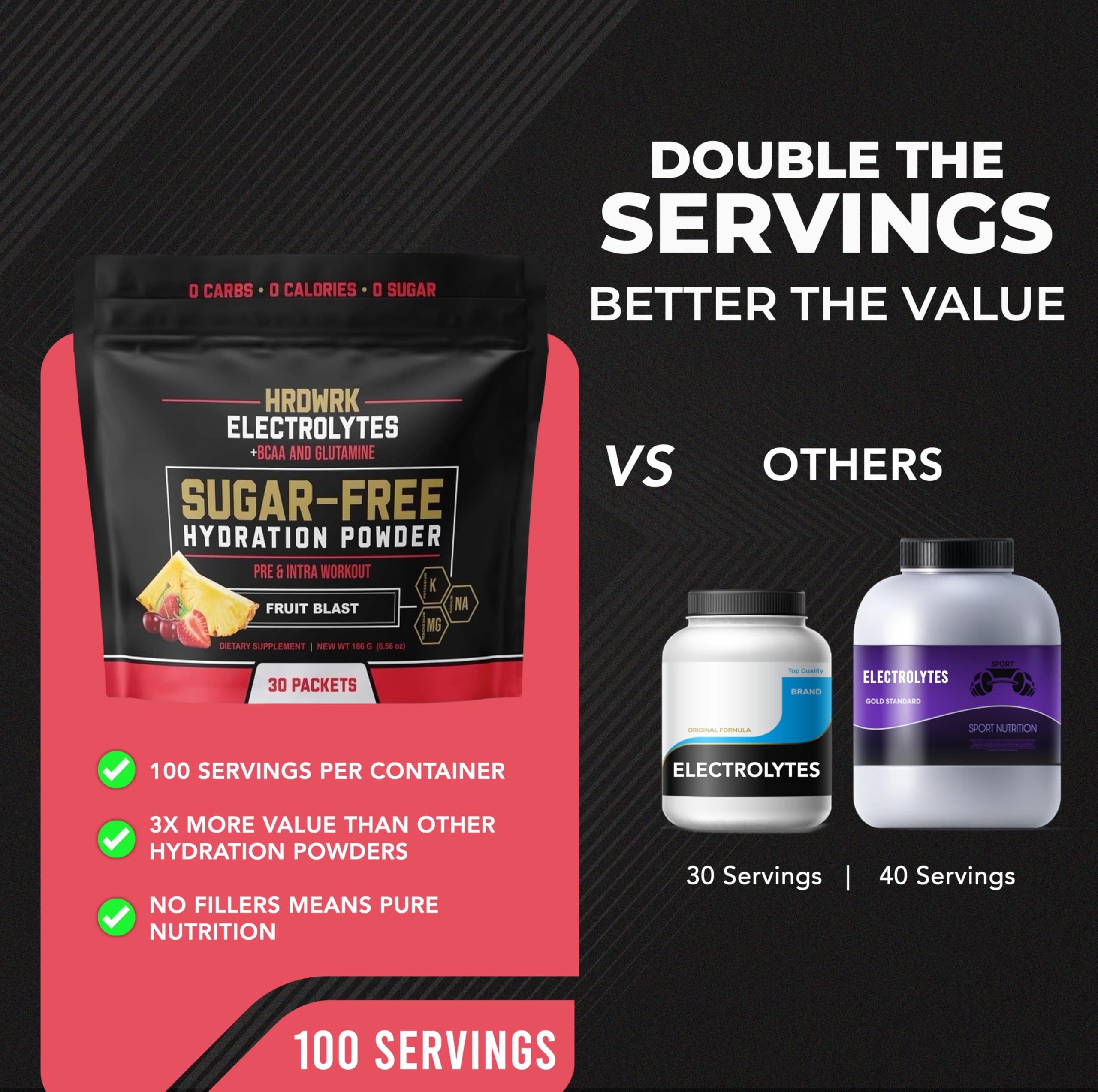Snapklik.com : HRDWRK Electrolytes Powder Packets