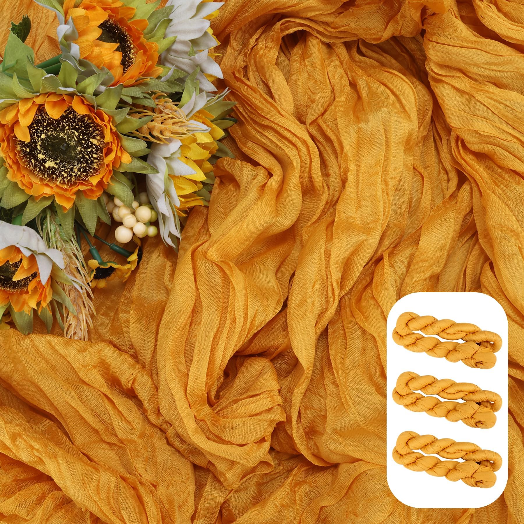Amazon.com: FQQWEE 35x120 Inch Cheese Cloth Table Runner Gold Gauze ...