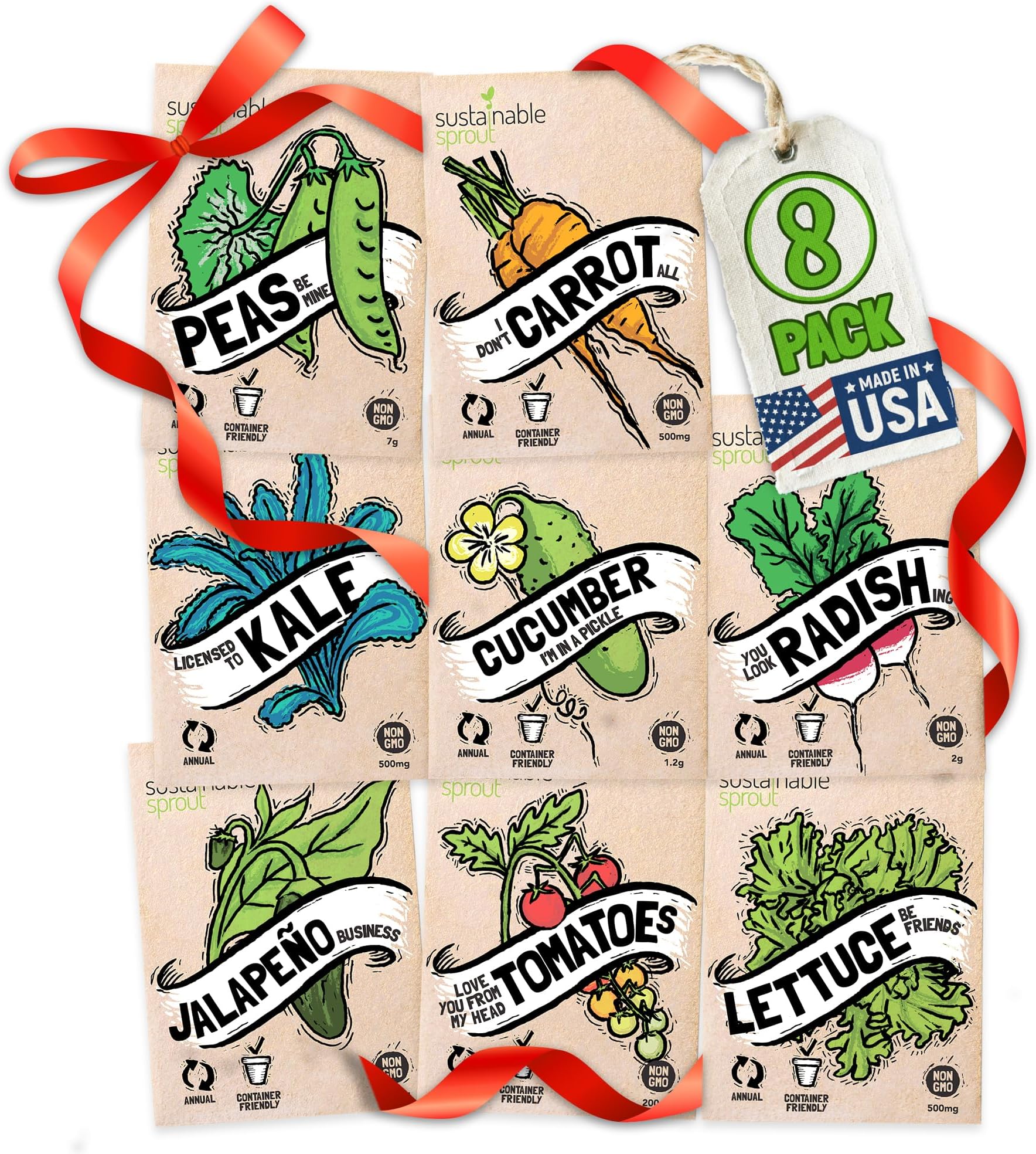 Amazon.com : Sustainable Sprout Vegetable & Culinary Herb Seeds Variety ...