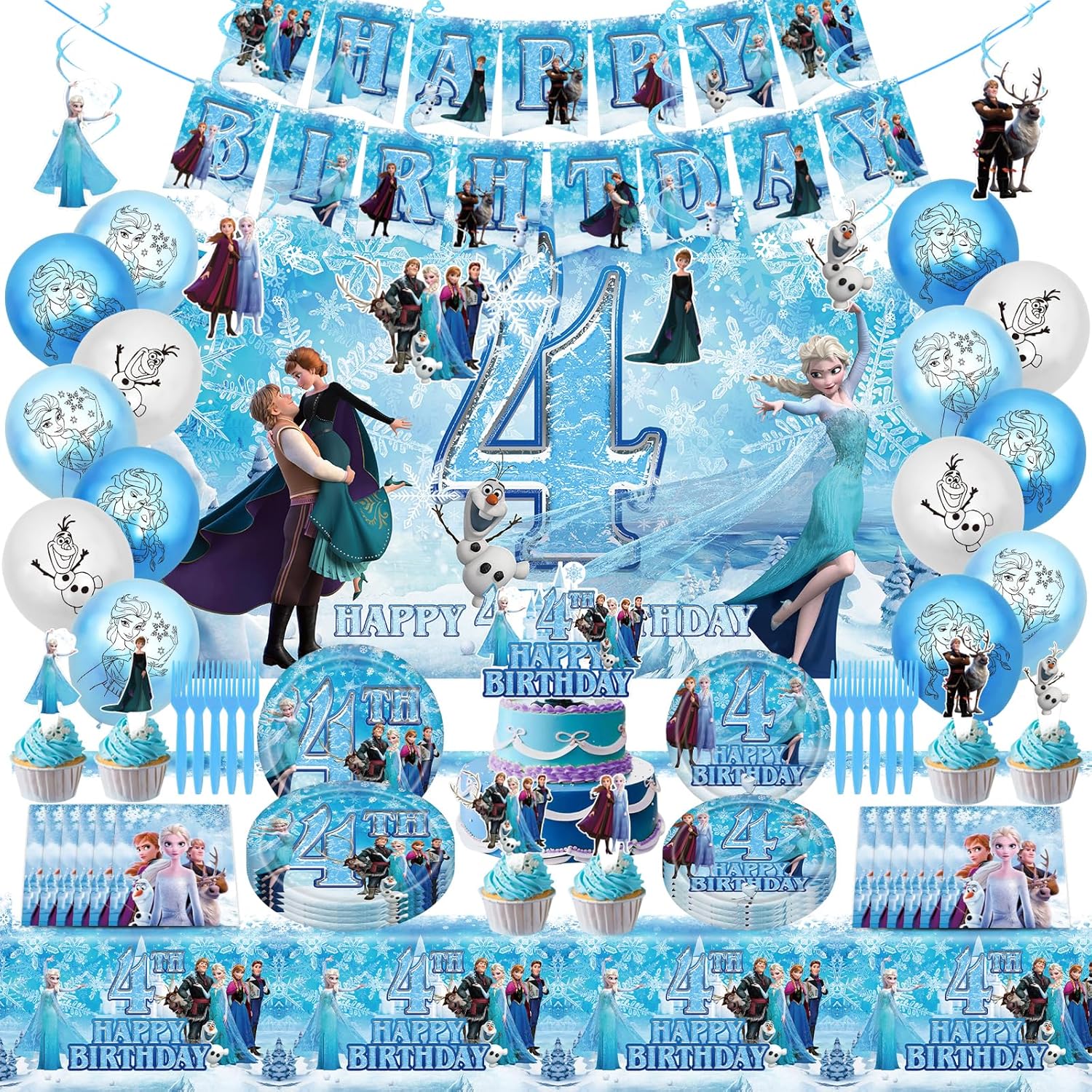 Amazon.com: Frozen Birthday Party Supplies, Frozen 4th Party ...