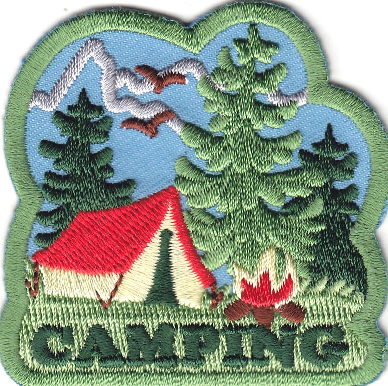 Amazon.com: "CAMPING" - IRON ON PATCH - TENT, TREES - BONFIRE - TRIP ...