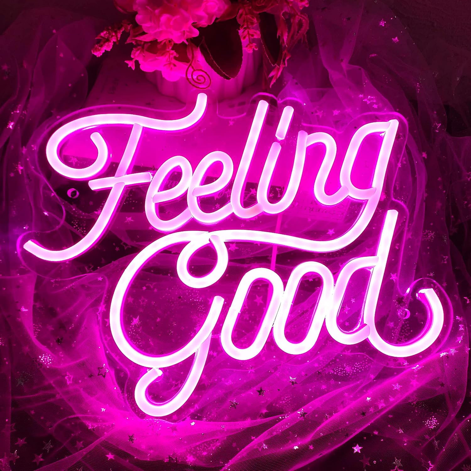Letrero de neón con texto en inglés Feeling Good con texto en inglés ...