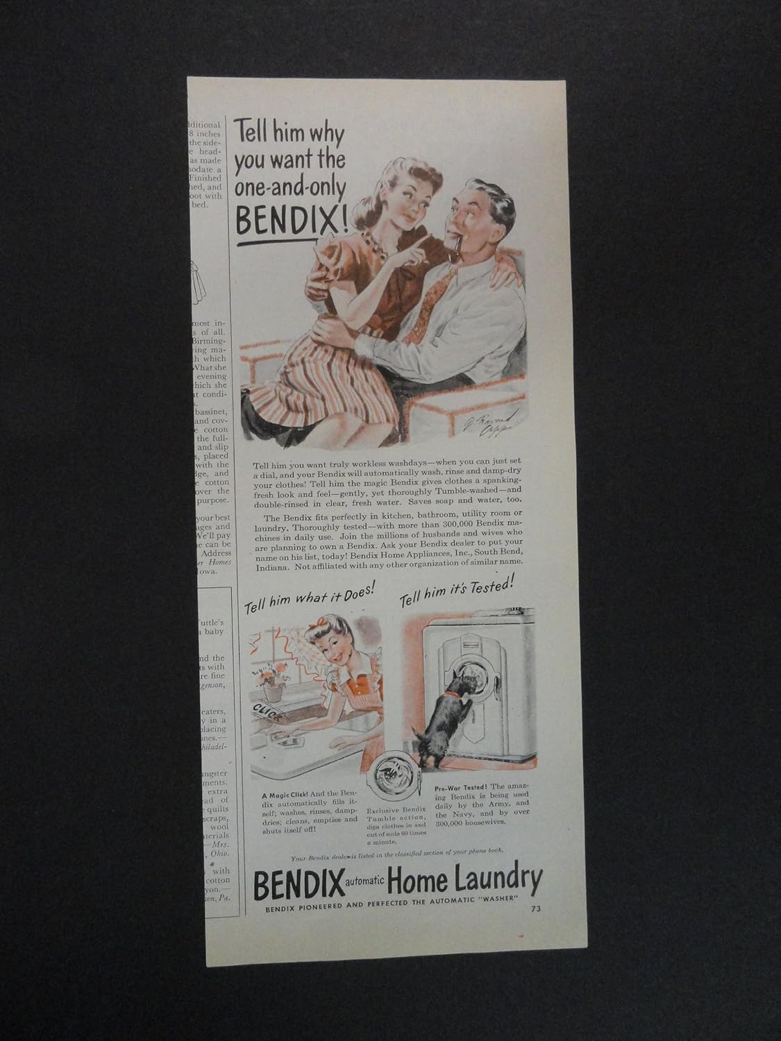 Amazon.com: Bendix Automatic Home Laundry. print ad. 5 1/2" x 12 1/2 ...