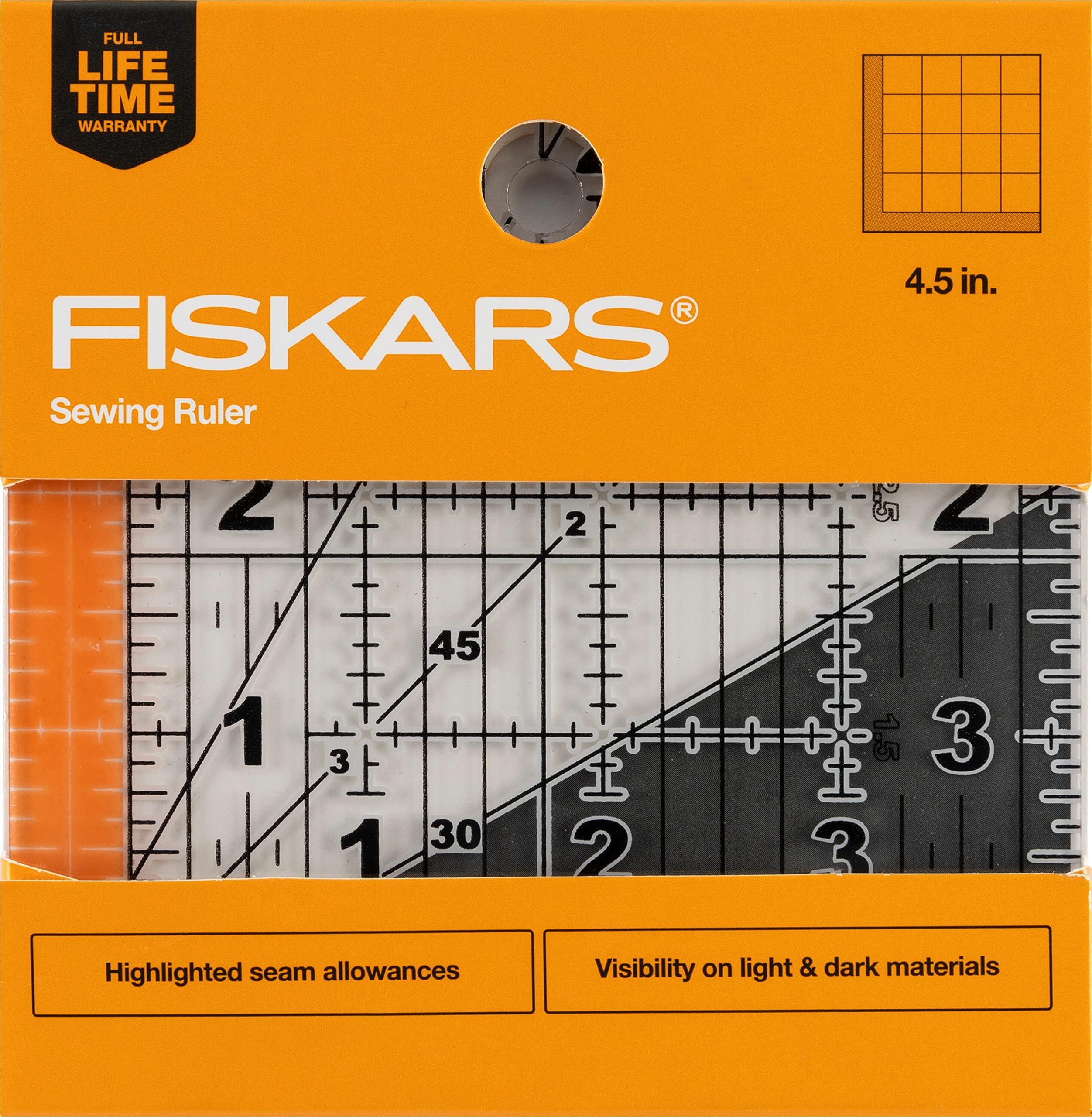 Amazon.com : Fiskars 187290-1001 Acrylic Square Ruler, 4.5 by 4.5-Inch ...