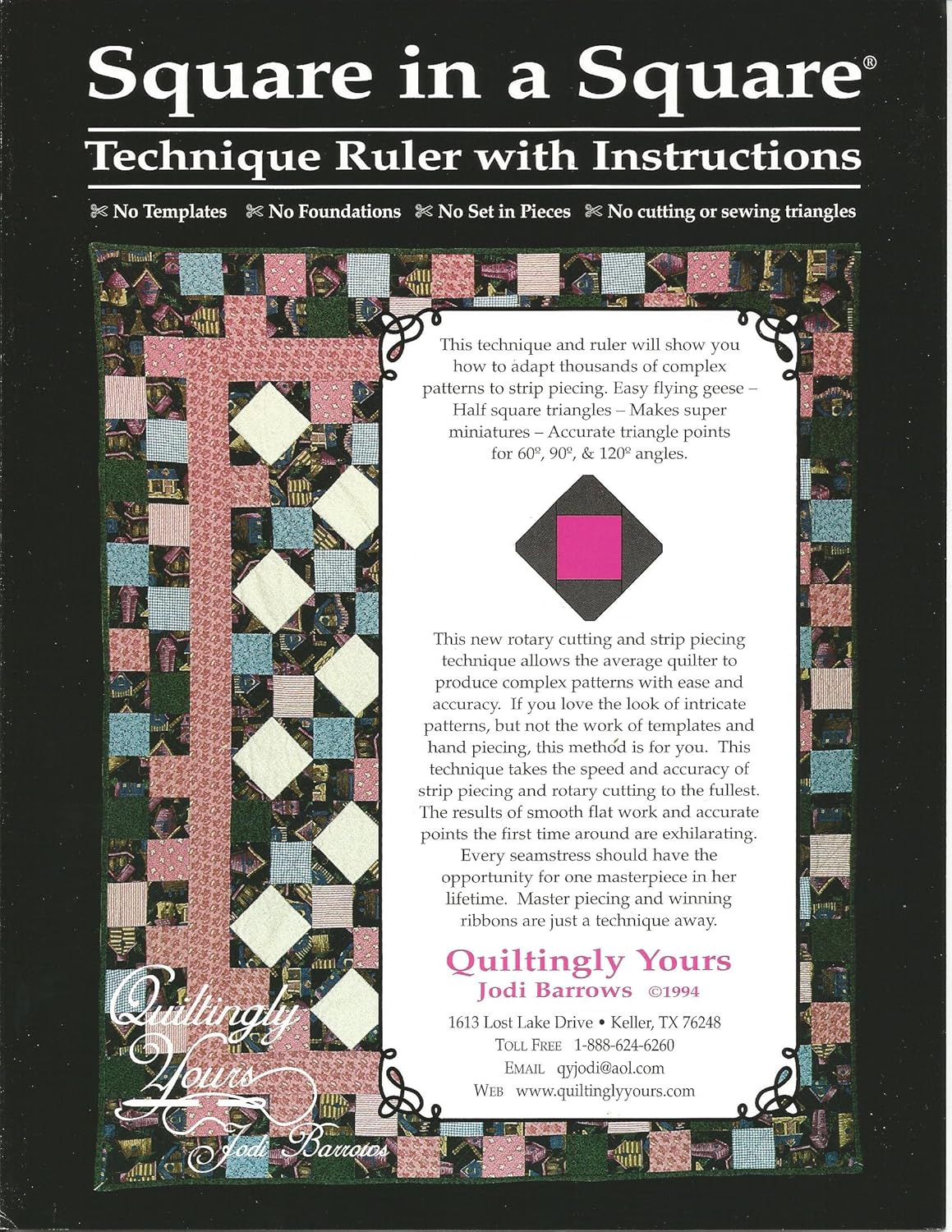Square in a Square Technique Ruler with Instructions: Jodi Barrows ...