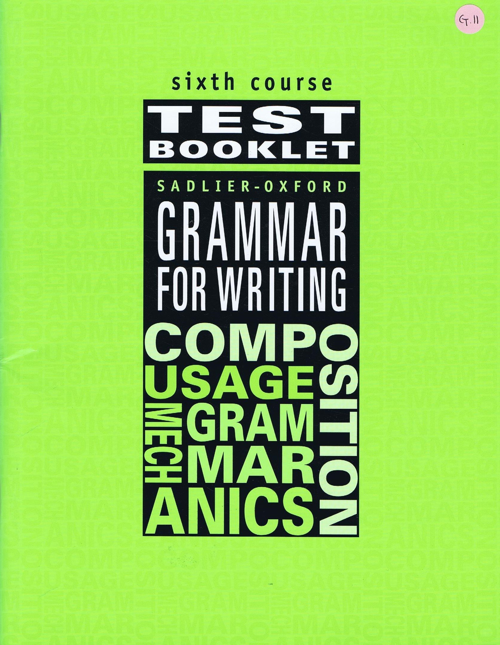 Sadlier Oxford Grammar for Writing Composition Test Booklet 6th course ...