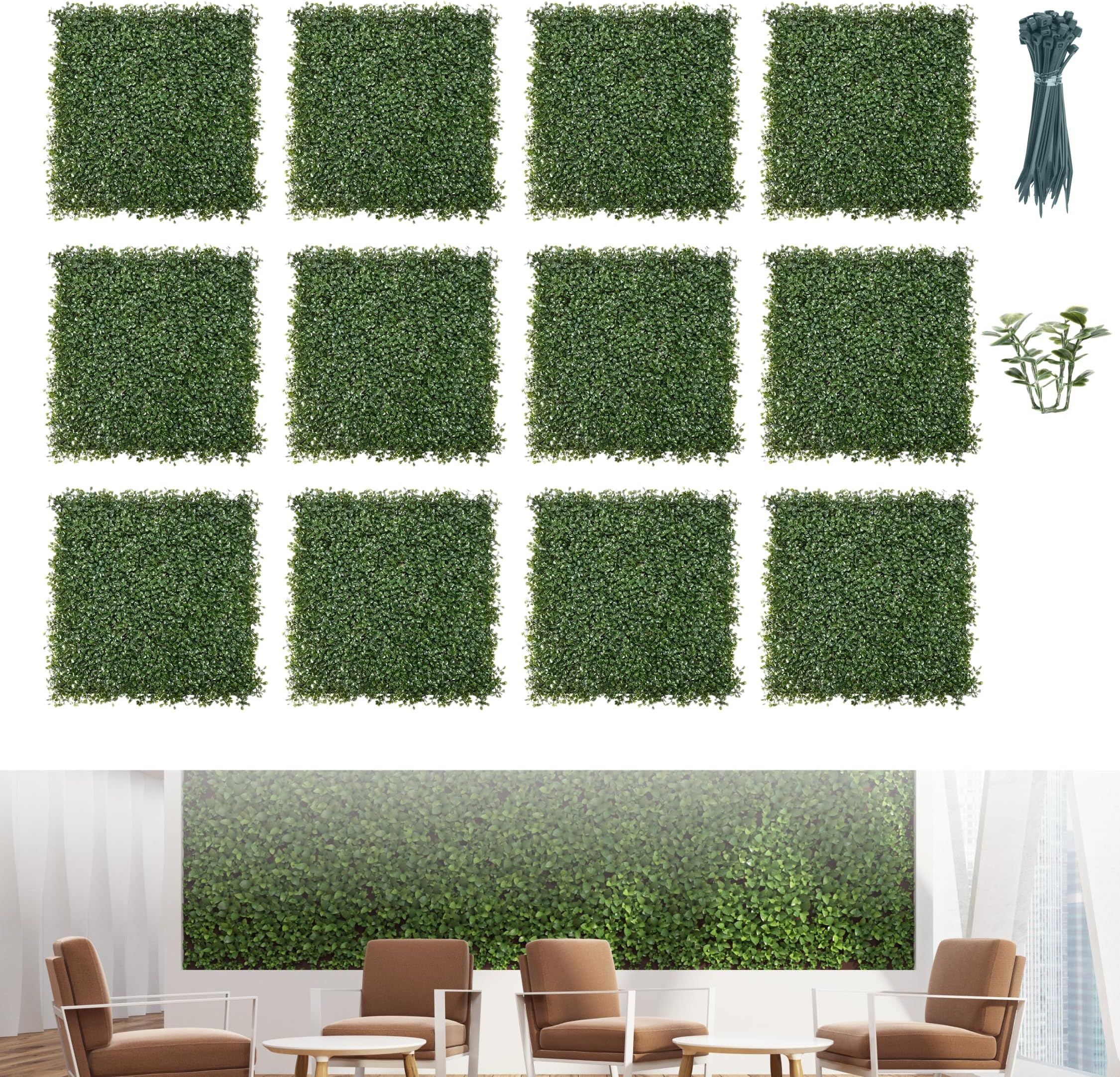 Amazon.com : 12 Pcs 24"x 16" Artificial Grass Wall Panels Boxwood Hedge ...