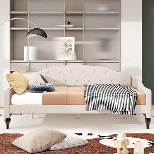 Amazon.com: MERITLINE Upholstered Full Size Daybed with Wingback Design ...