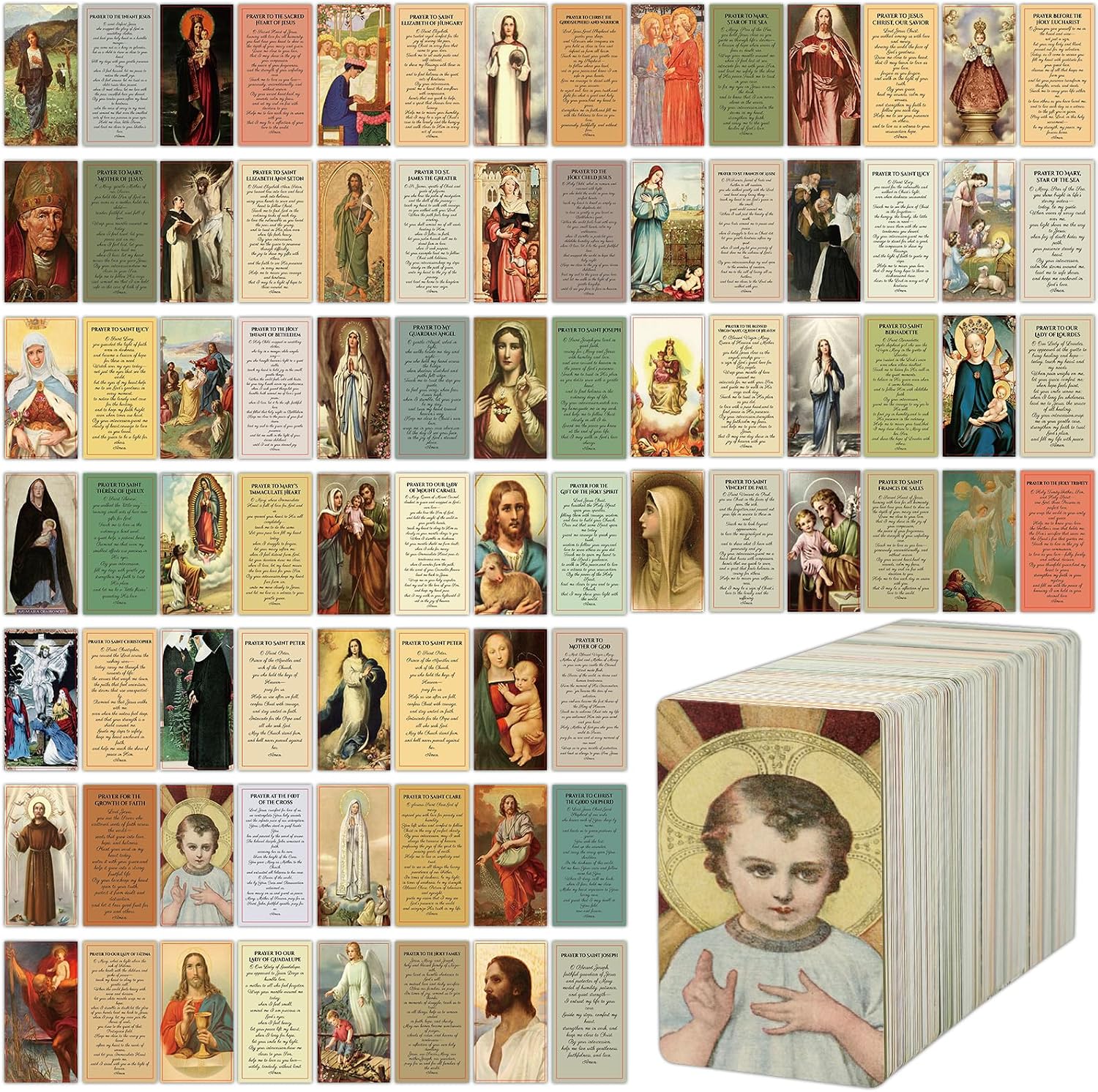 Amazon.com : chiazllta 240 PCS Catholic Saint Prayer Cards Bulk Holy ...