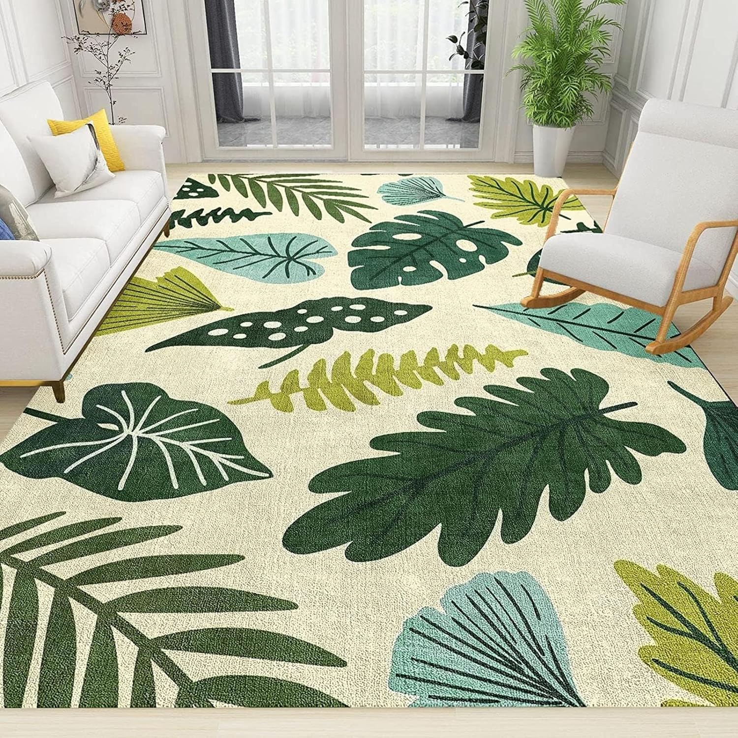 Amazon.com: Green Tropical Plants Kids Rugs, Palm Fronds Turtle Leaves ...
