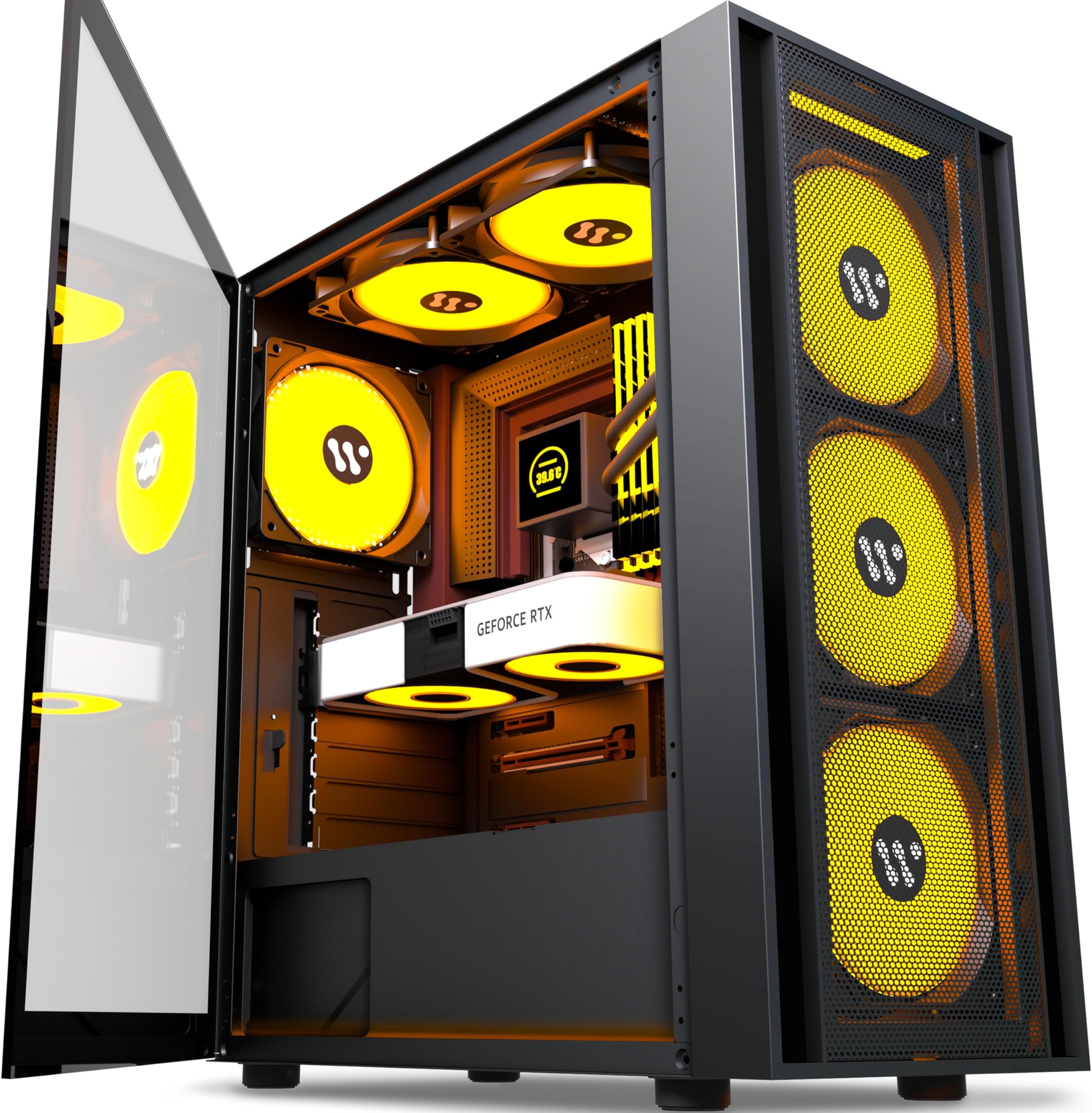 AMANSON PC Case- Pre-Install 6 PWM Fans，ATX Mid Tower Gaming Case，Mesh ...