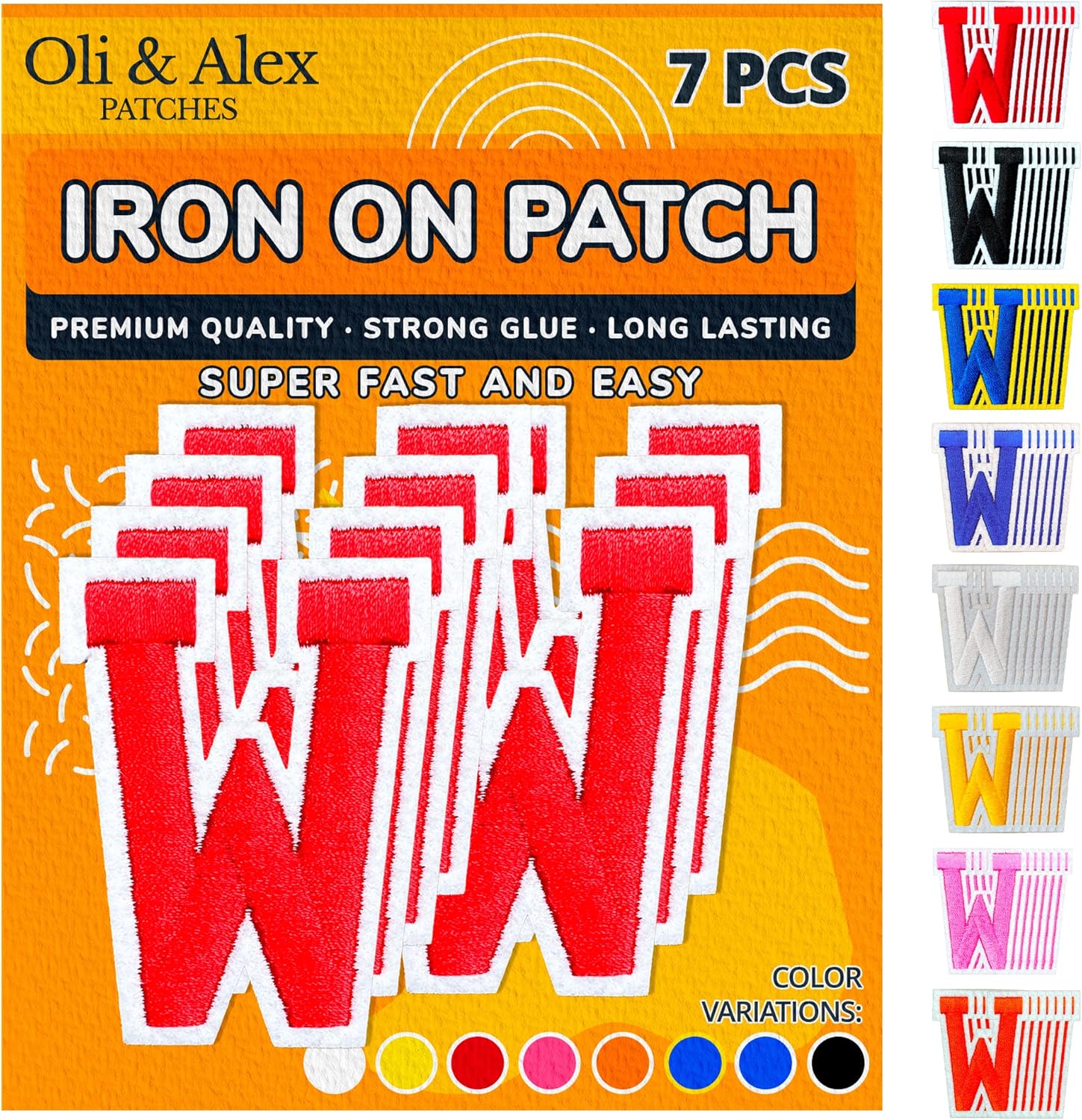 Amazon.com: Oli and Alex Iron On Letters 2.4 inch - 7 pcs of W Red ...
