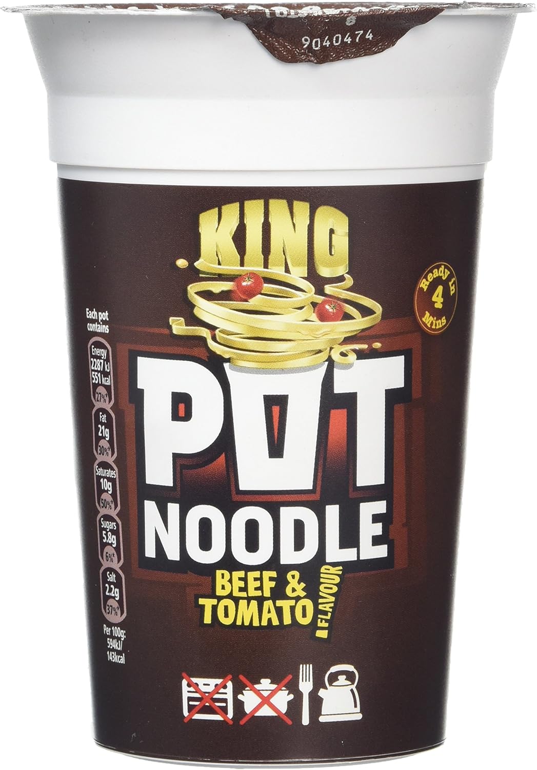 Pot Noodle Beef & Tomato Multipack Instant Vegetarian Snack King Pot ...