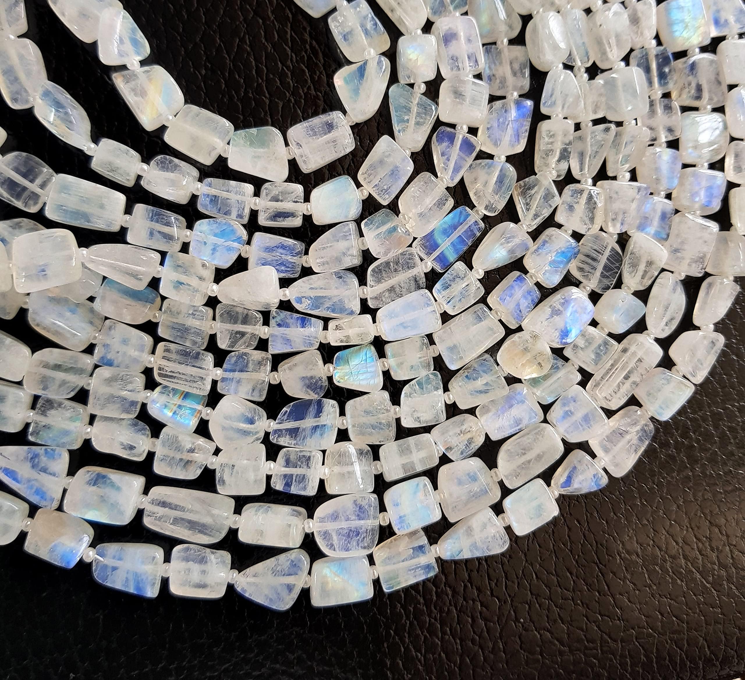 Amazon.com: Genuine Rainbow Moonstone Bead Flashy Fire Gemstone ...