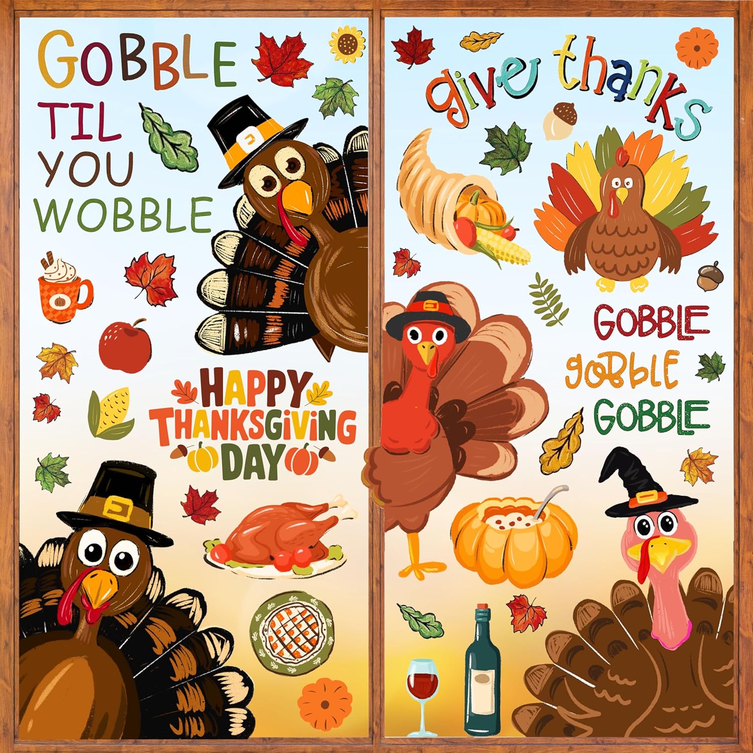 Amazon.com: Thanksgiving Window Decorations Fall Decor Turkey Window ...