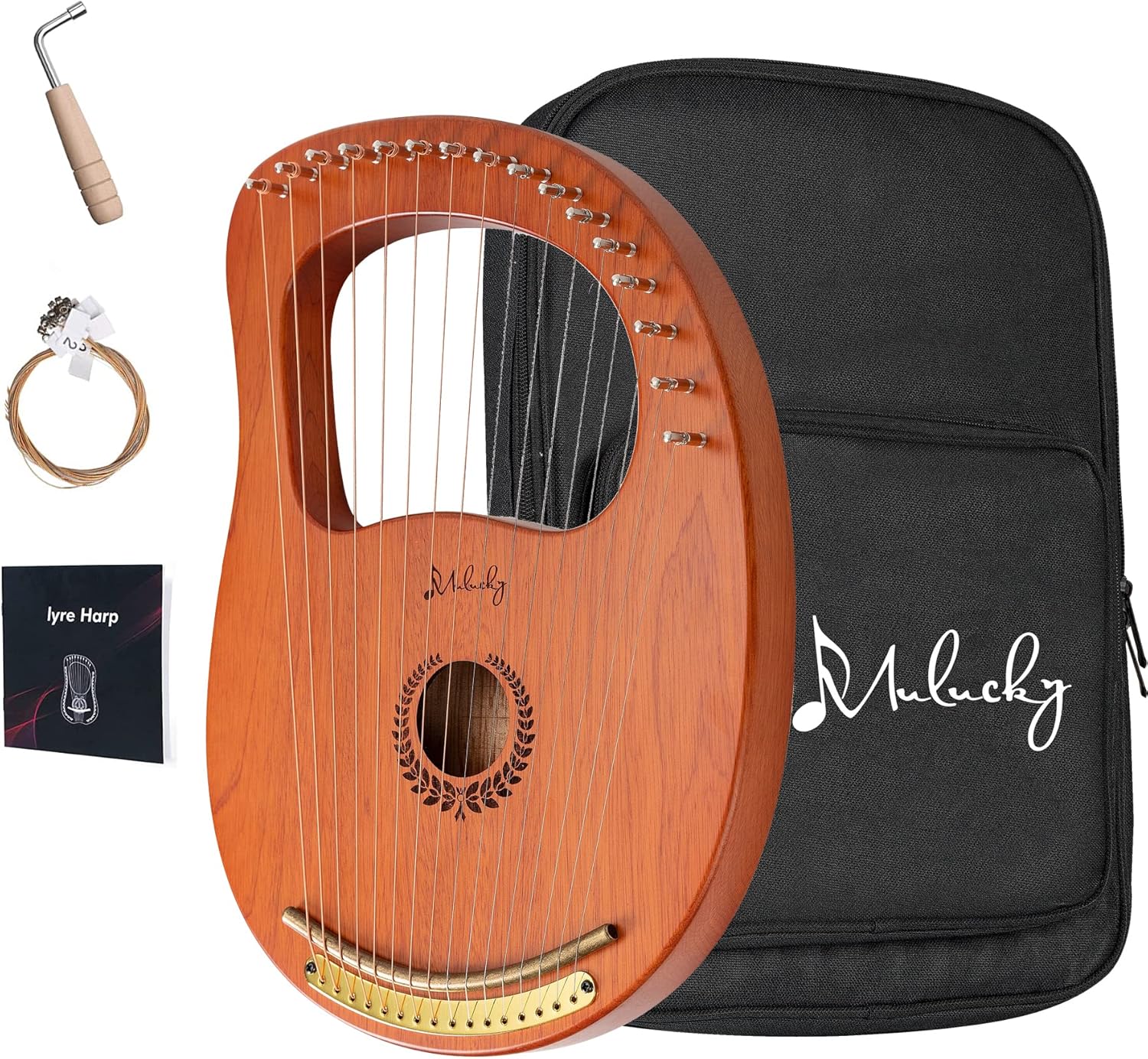 Amazon.com: Mulucky Lyre Harp 16 Metal Steel String Bone Saddle ...