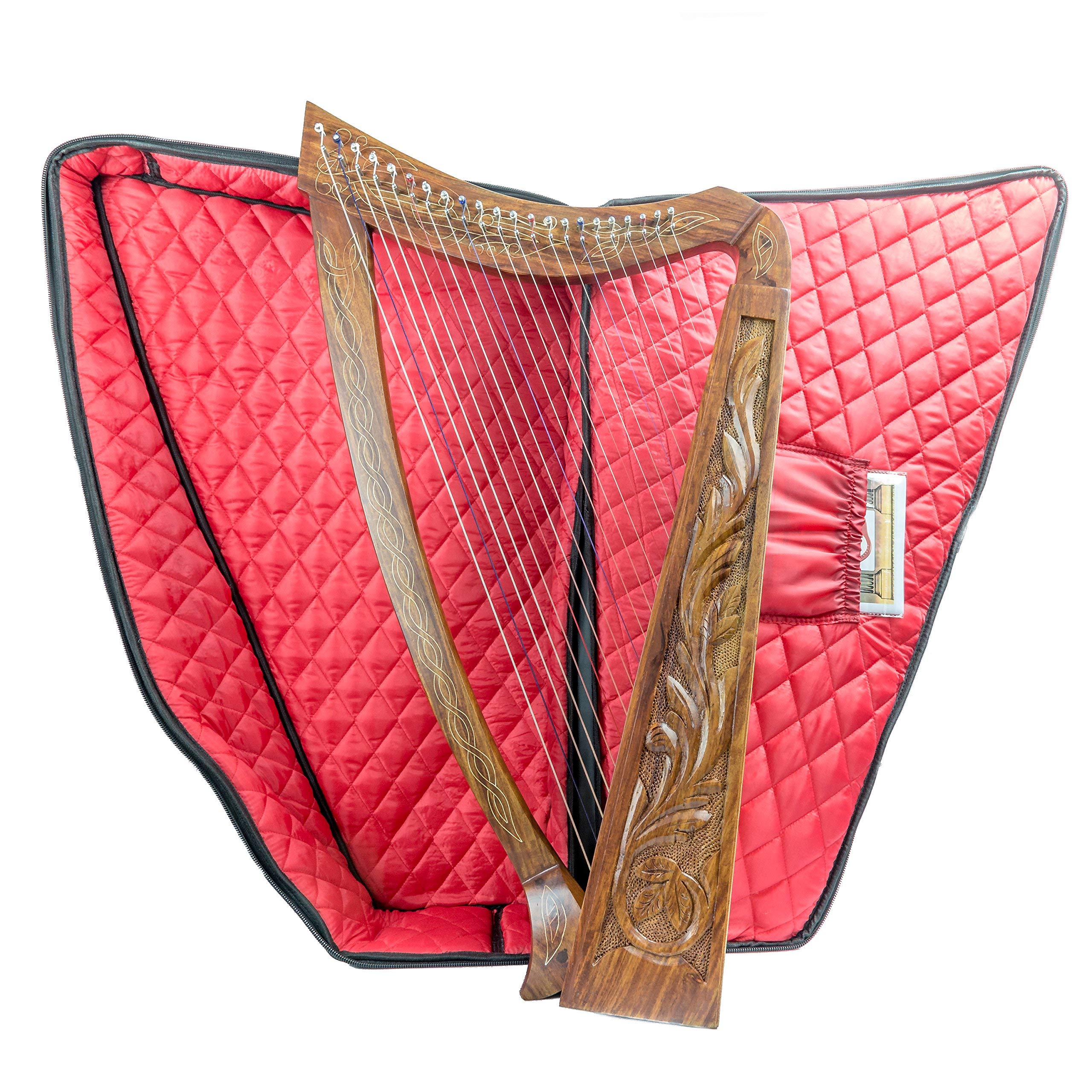22 String harp SOLID ROSEWOOD Extra Strings & Carrying case Great for ...