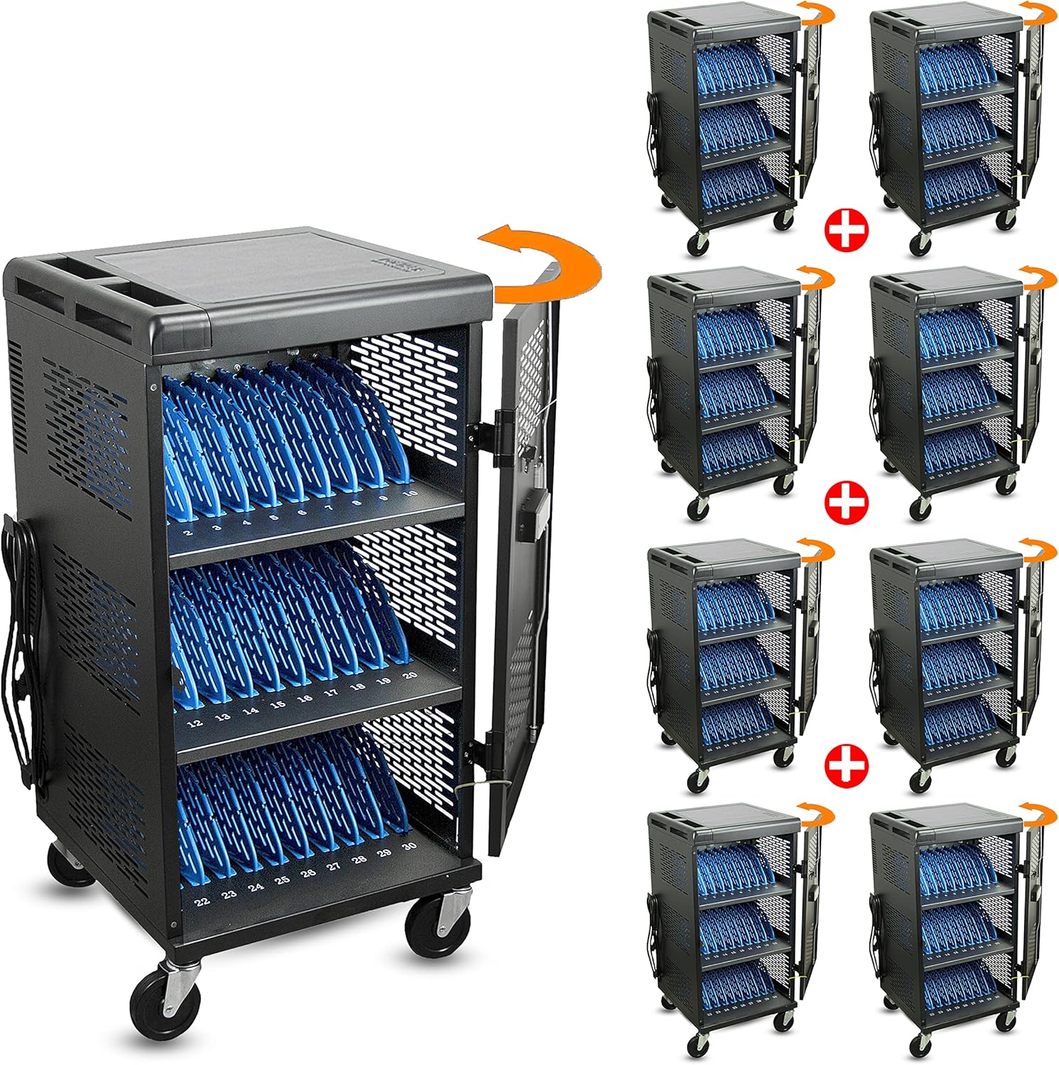 Amazon.com: 8 Pack | Fully Assembled 30 Bay Multi Device Charging ...