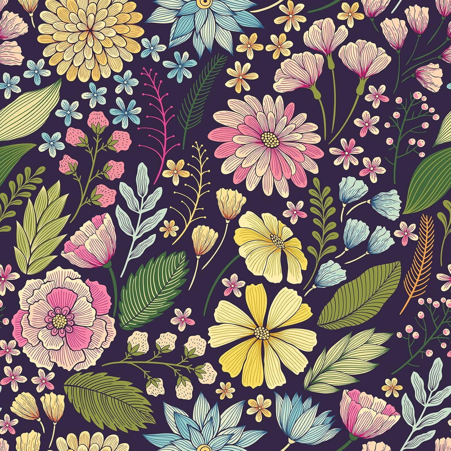 FunStick Dark Floral Wallpaper Peel and Stick Boho Floral Wallpaper ...