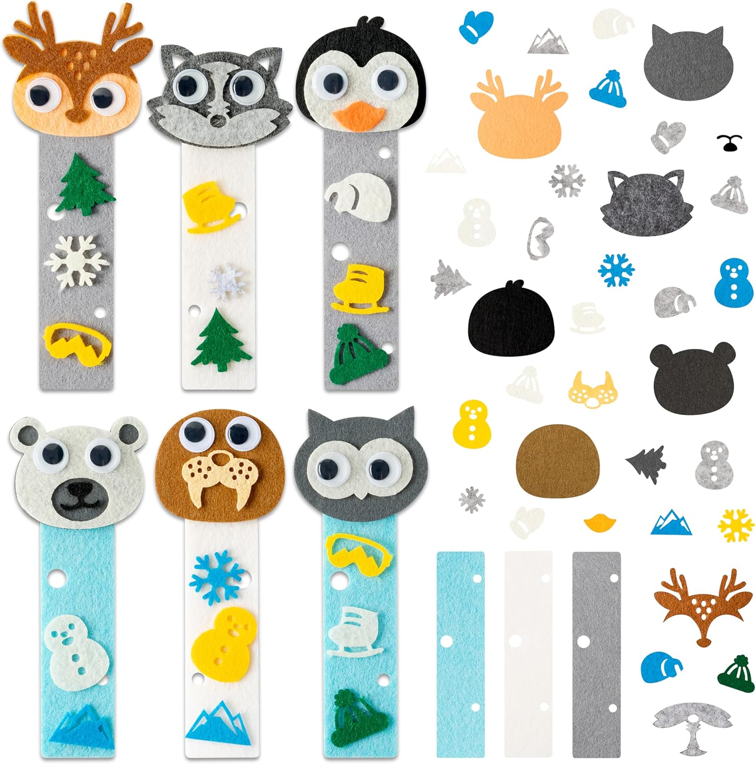 Amazon.com: HubirdSall 24 Pack Winter Polar Animals Felt Bookmark Craft ...
