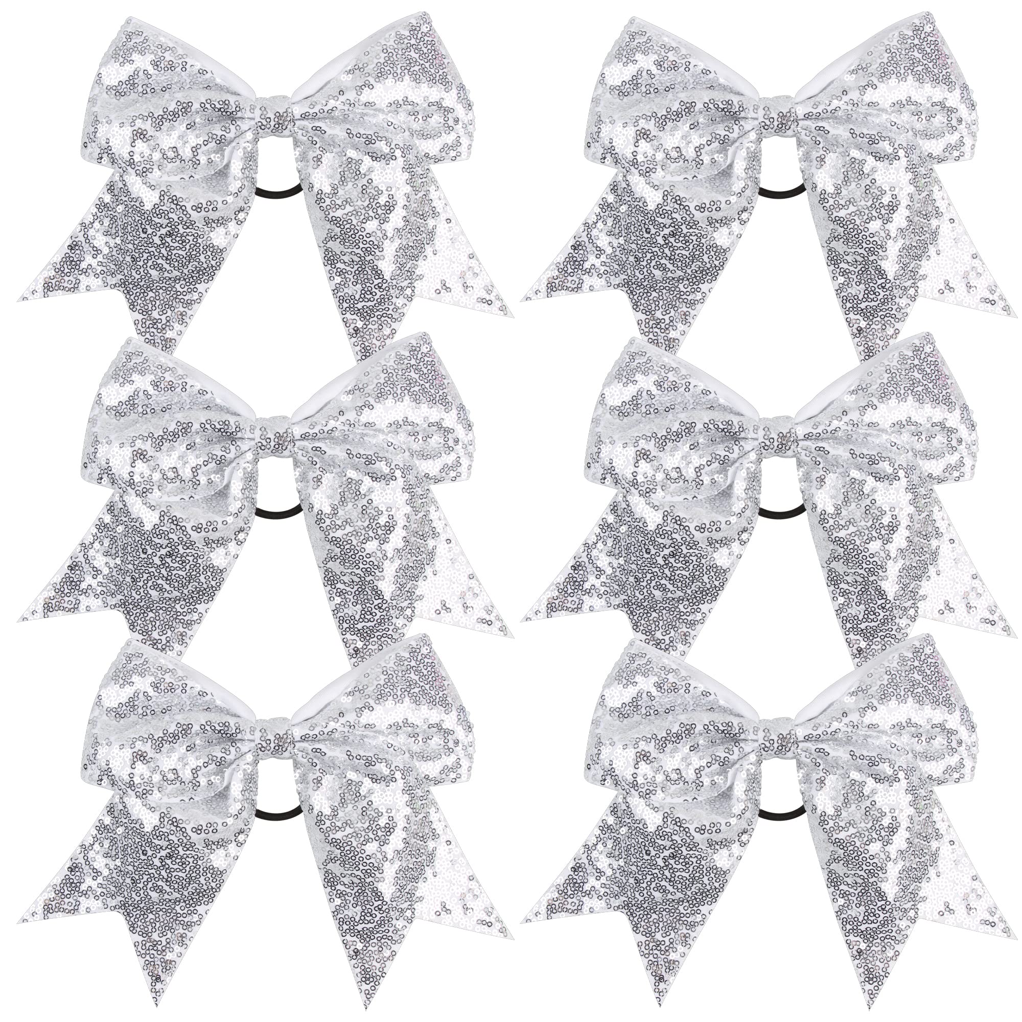 Silver Sequin Cheer Bows