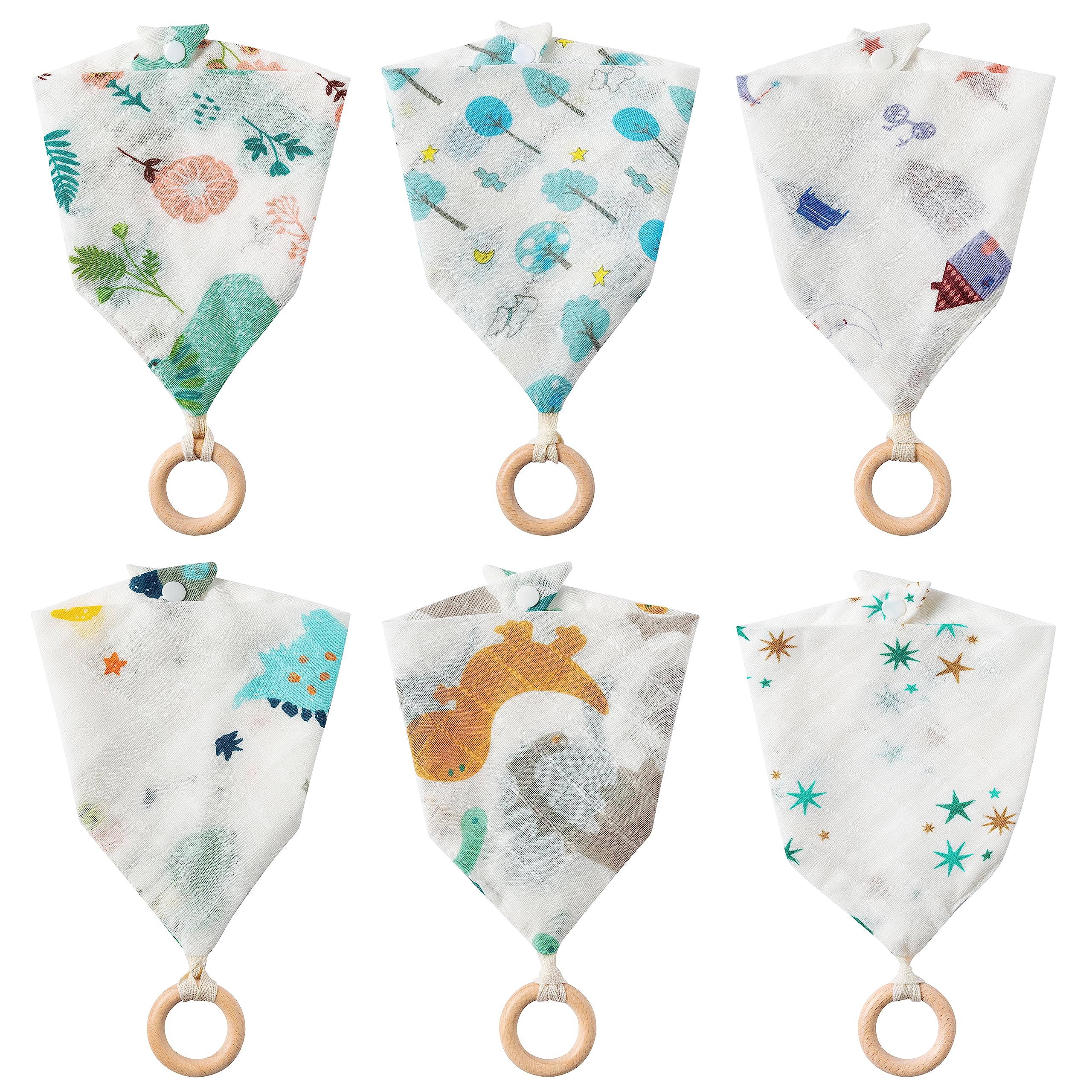 Amazon.com: R HORSE 6Pcs Muslin Baby Teething Bibs Bandana Drool Bibs ...