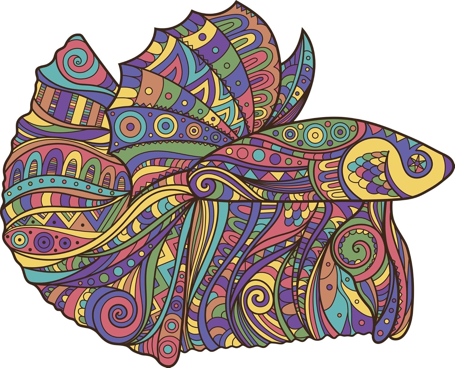 Amazon.com: Divine Designs Rainbow Tribal Pattern Betta Fish Cartoon ...