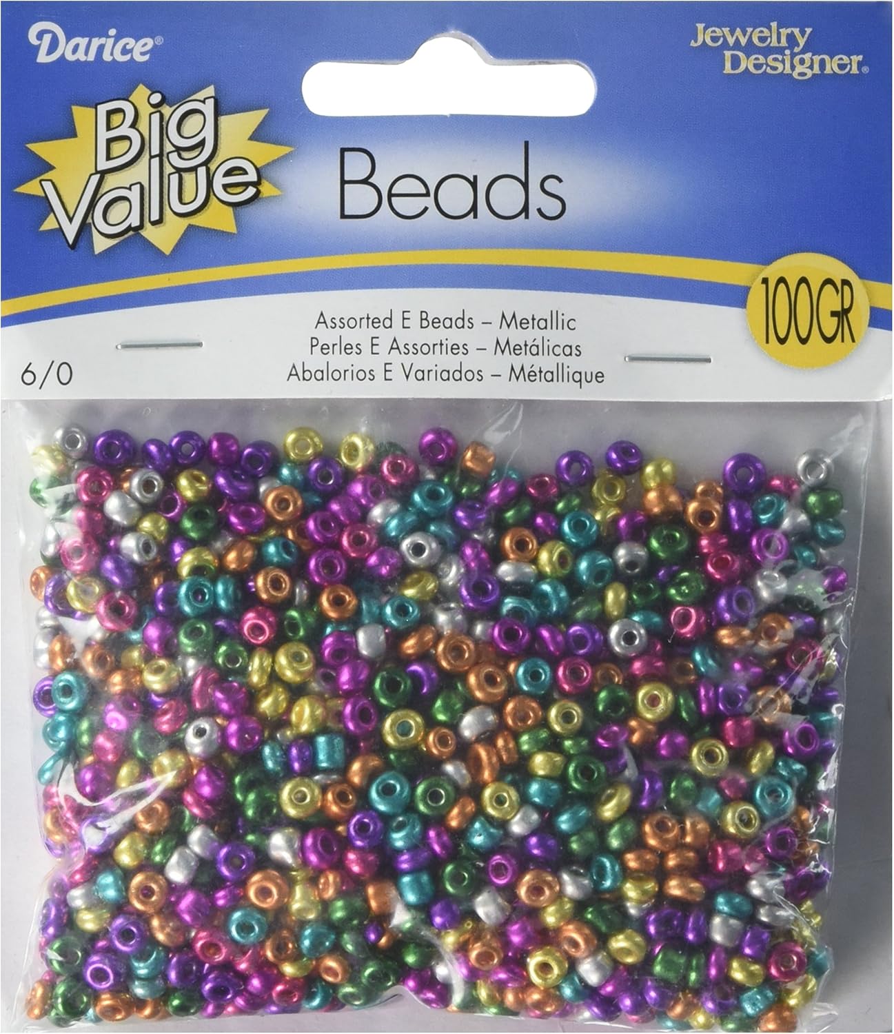 Amazon.com: Darice Big Value, E Beads, Assorted Metallic Colors : Arts ...