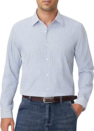 Amazon.com: Alimens & Gentle Men's Plaid Button Down Shirt Long Sleeve ...