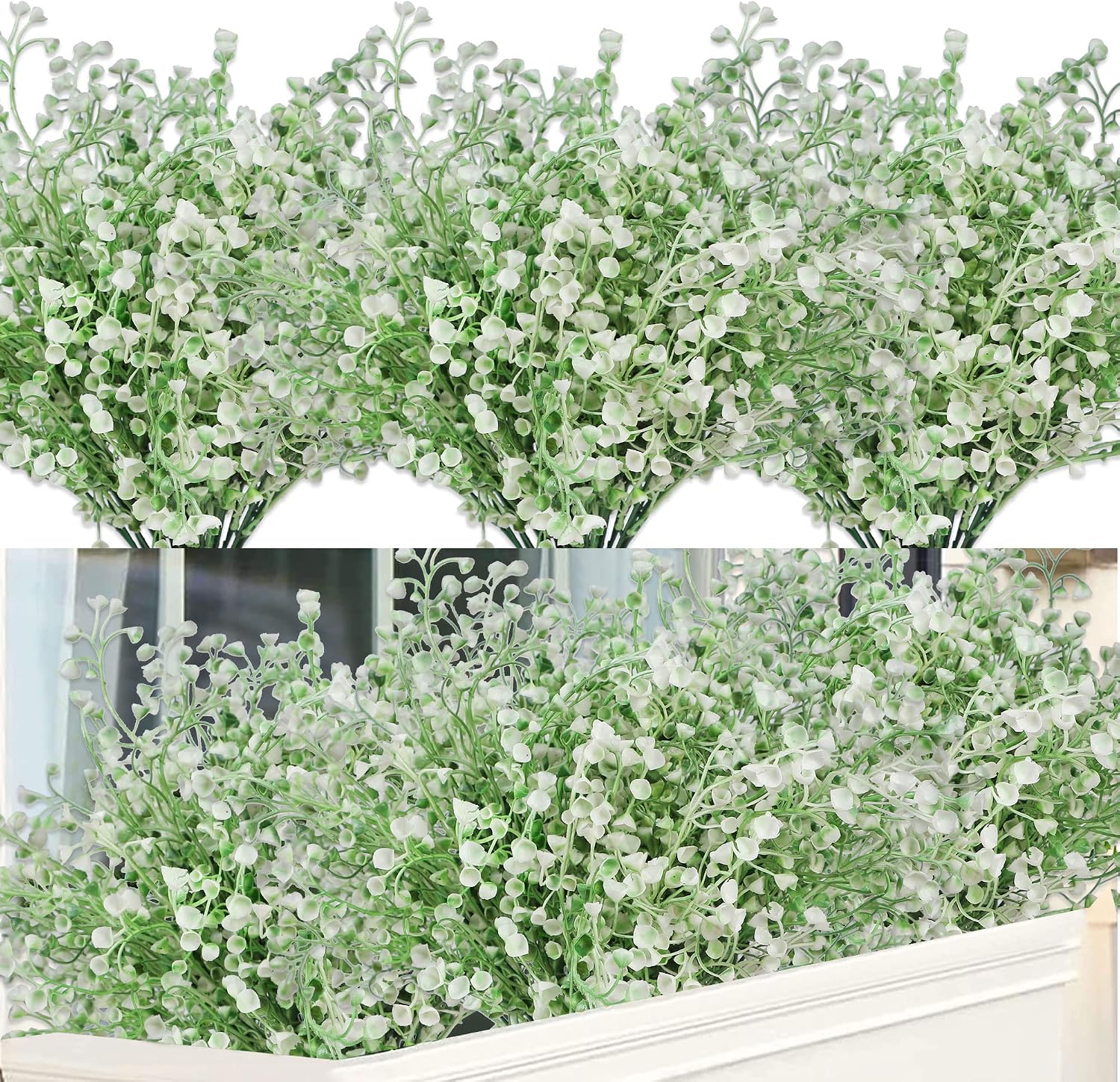 Homcomodar Artificial Shrubs Bushes Faux Flowers Outdoor 6 Bundles UV ...