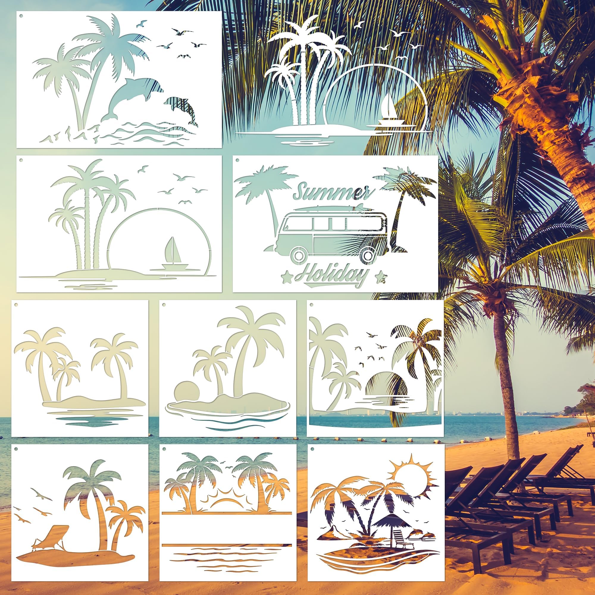 Amazon.com : Palm Tree Stencils for Painting on Wood Wall Crafts Reusable Tropical Beach Palm ...